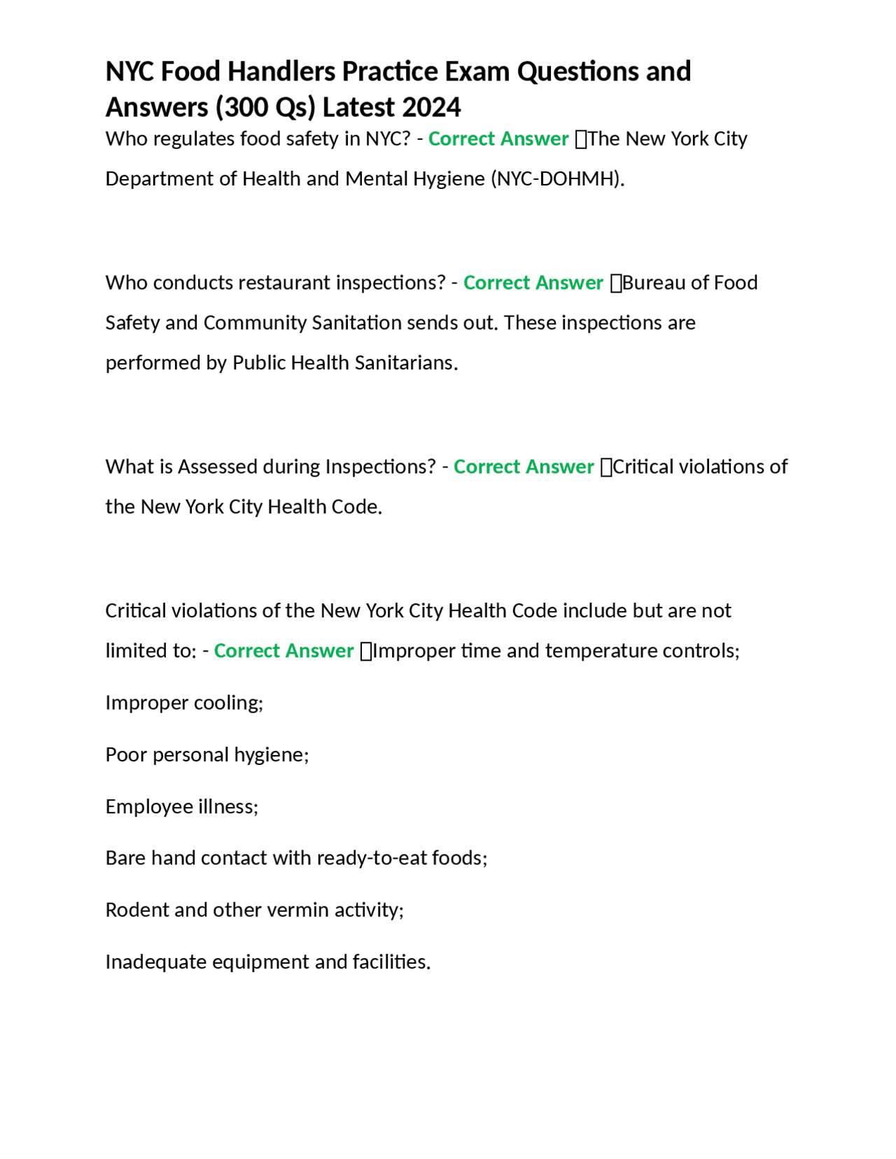 Food Safety Practice Test Nyc - Infoupdate.org
