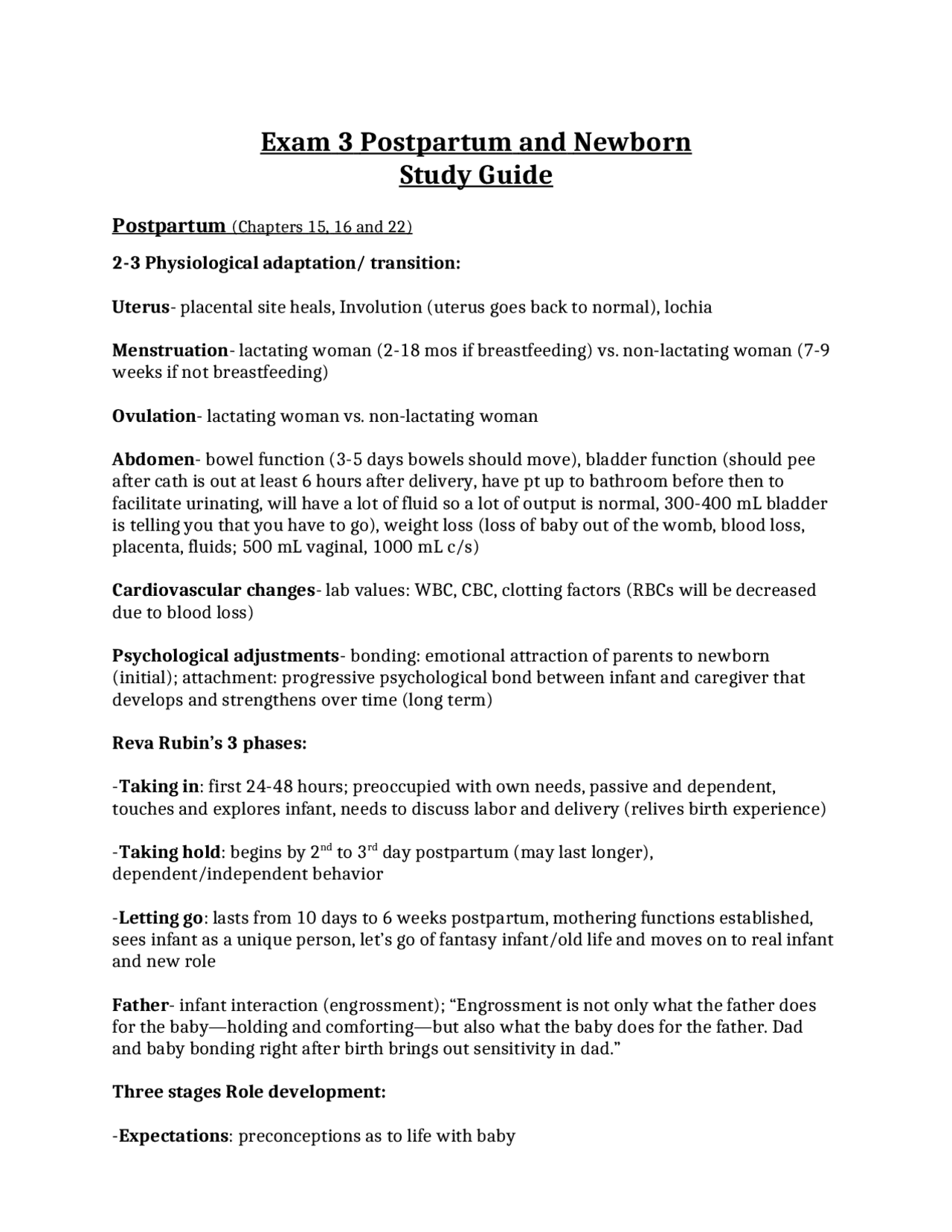 Exam 3 Postpartum and Newborn Study Guide | Study Guides, Projects ...