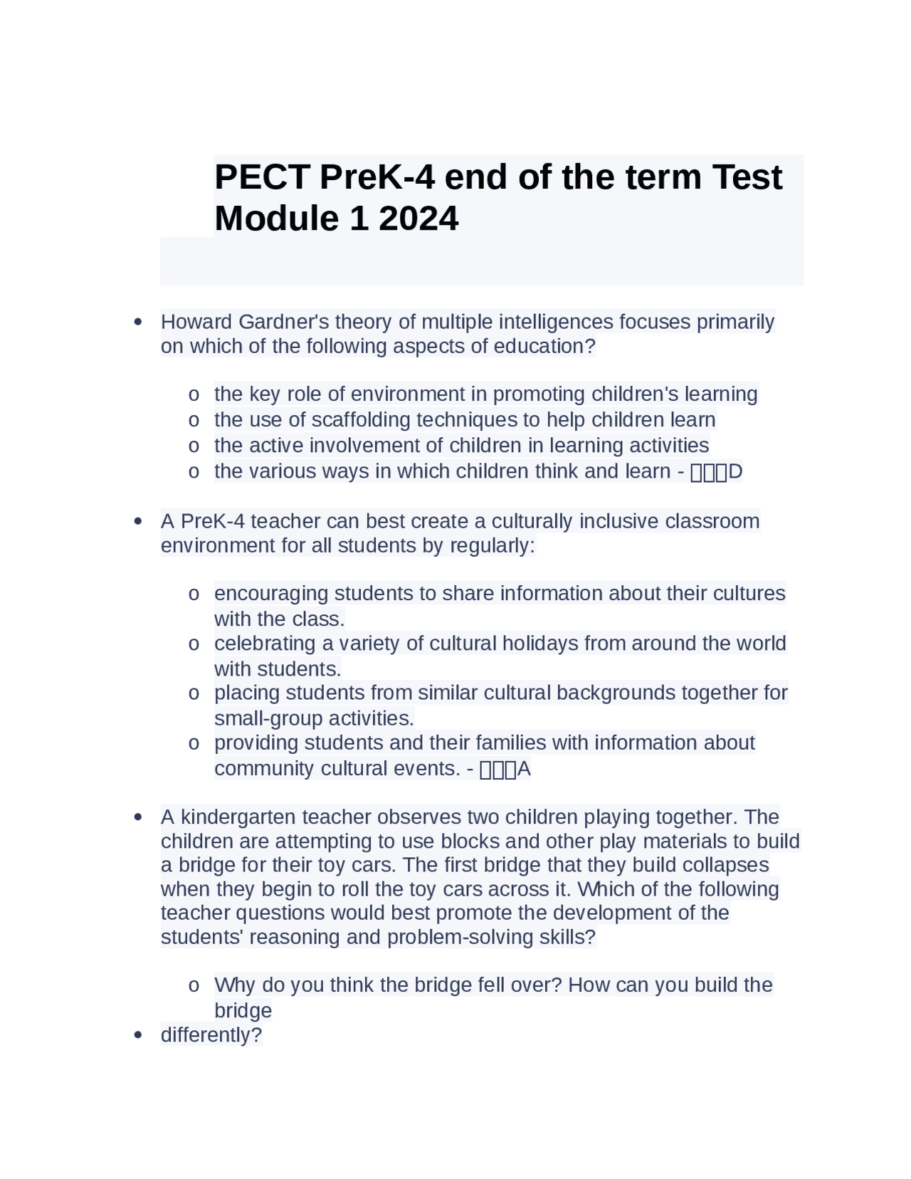 PreK-4 End of Term Test Module 1 2024 | Exams Educational Psychology ...