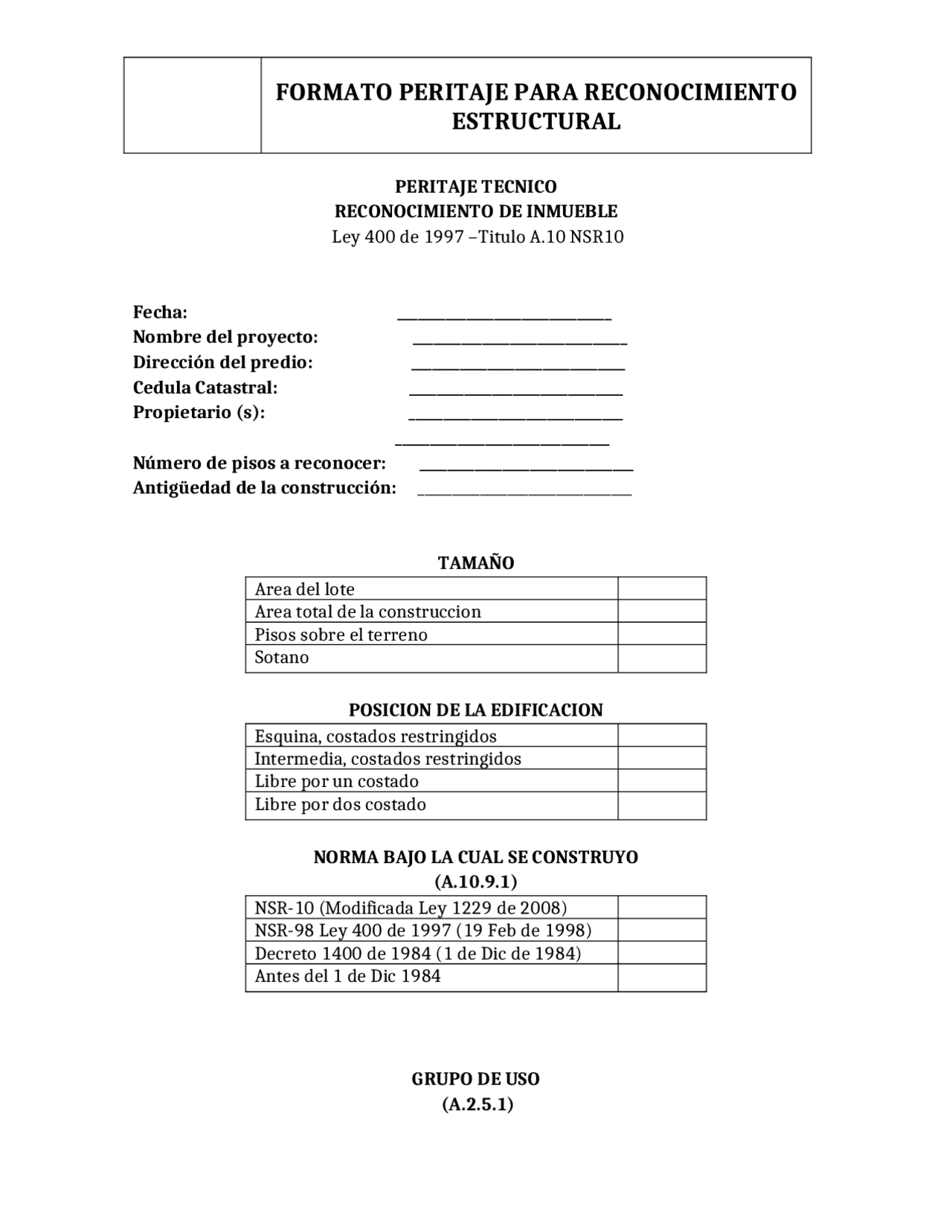 Peritaje Estructural de Edificios: Formato y Descripción | Esquemas y ...