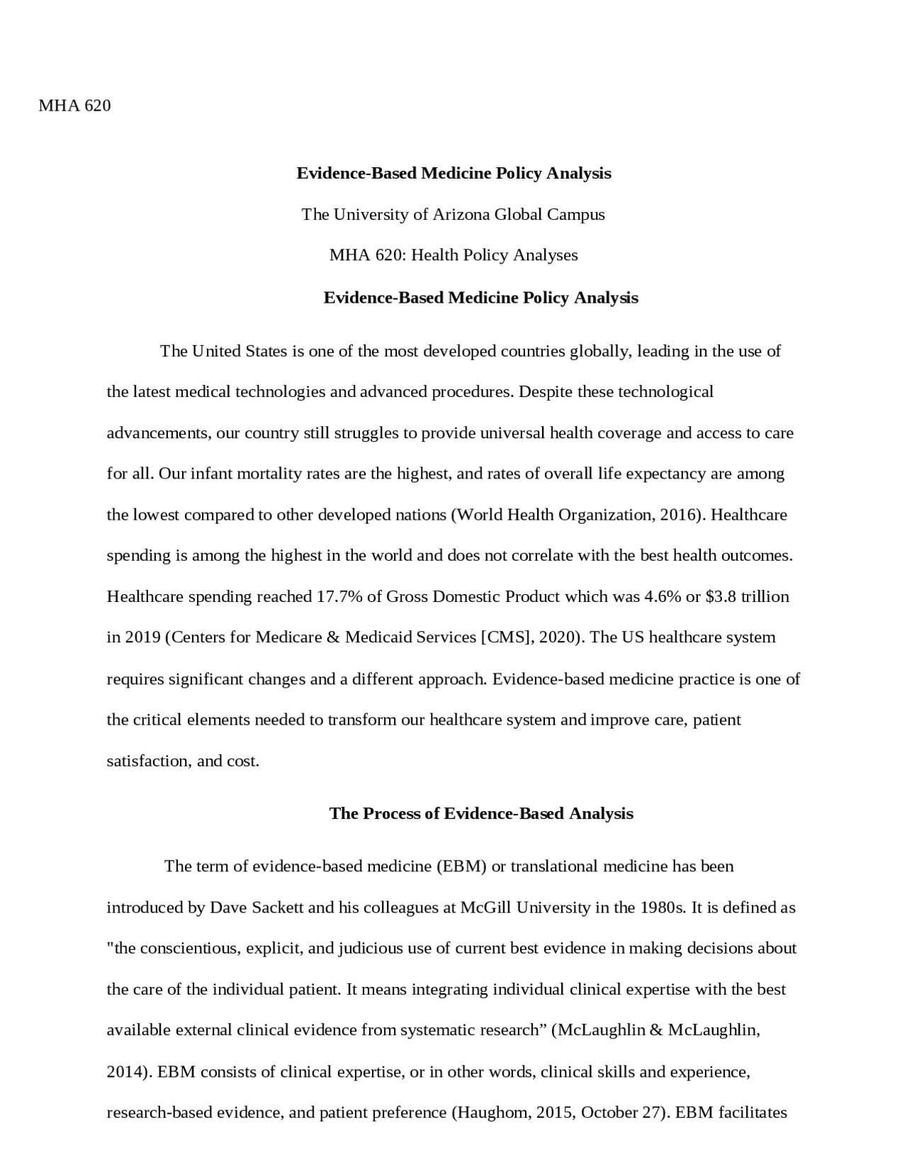 Evidence-Based Medicine Policy Analysis | Thesis Marketing Management | Docsity