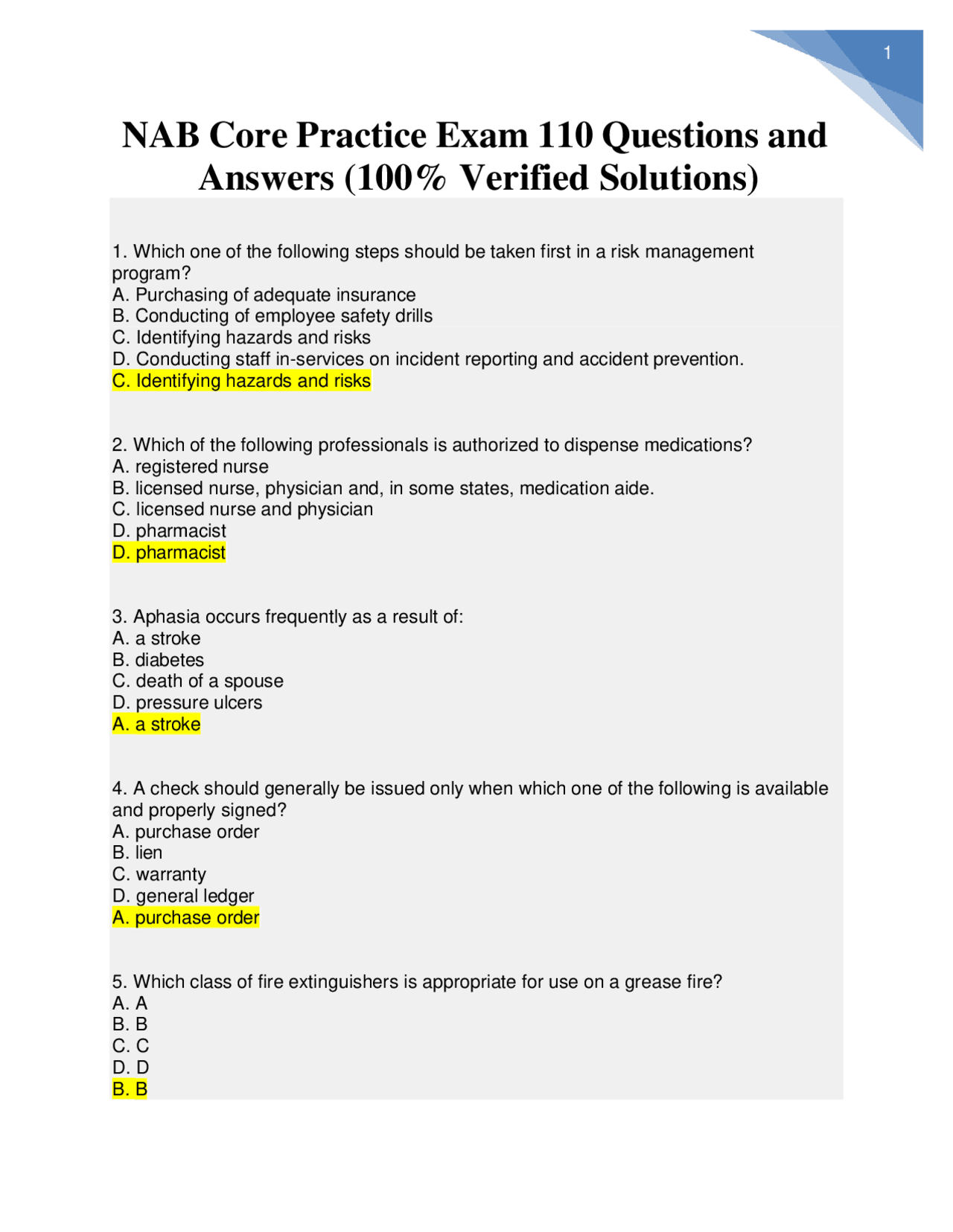 NAB Core Practice Exam 110 Questions and Answers (100% Verified ...