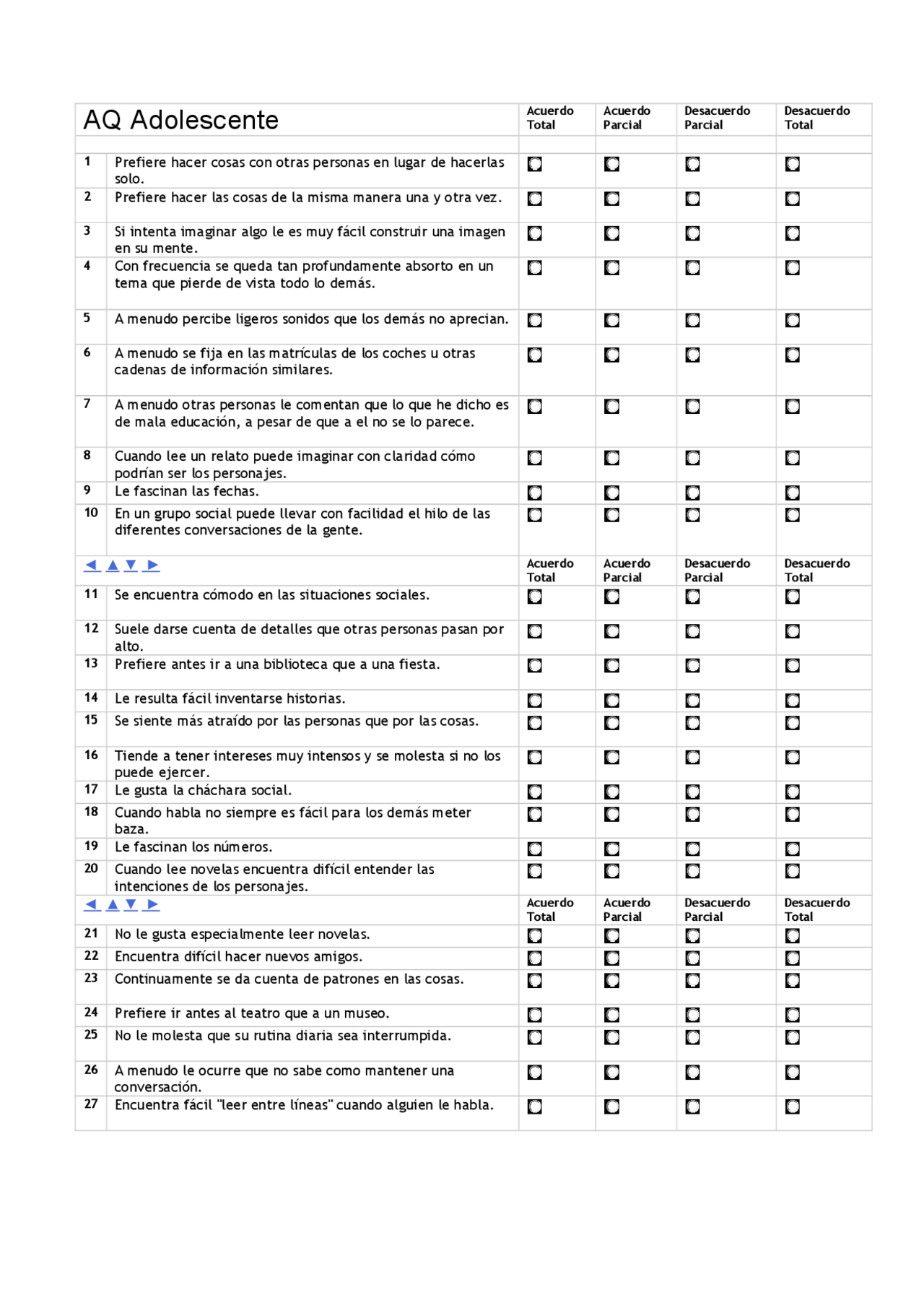 Aq Adolescente prueba | Exámenes de Psicología | Docsity