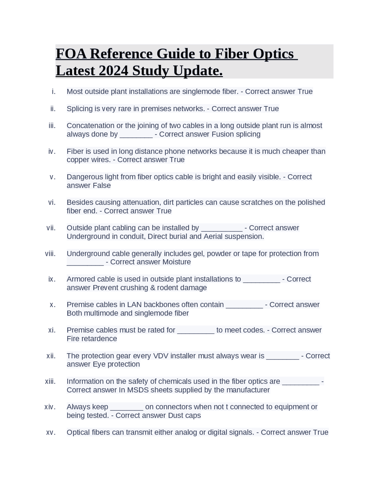 FOA Reference Guide to Fiber Optics Latest 2024 Study Update. | Exams ...