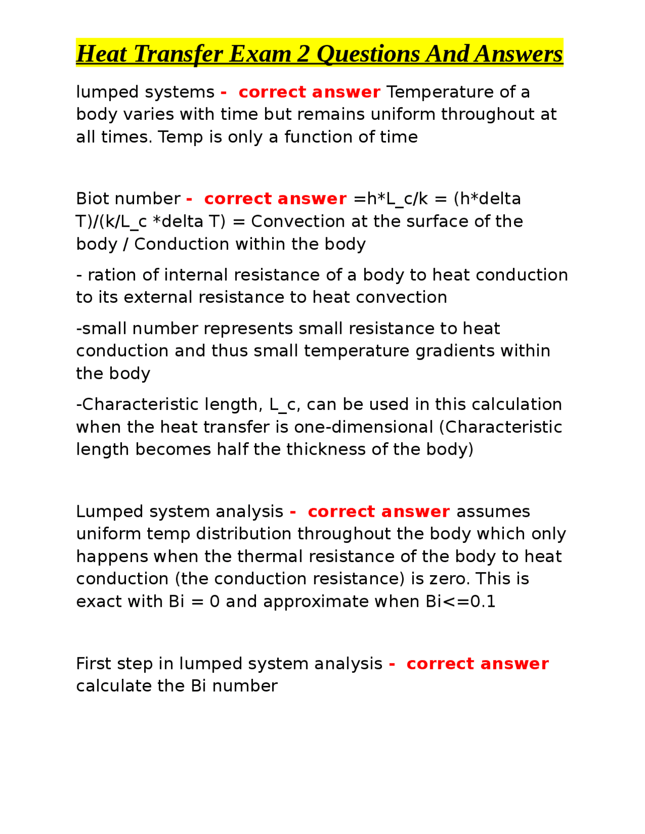 Heat Transfer Exam 2 Questions And Answers | Exams Heat and Mass ...