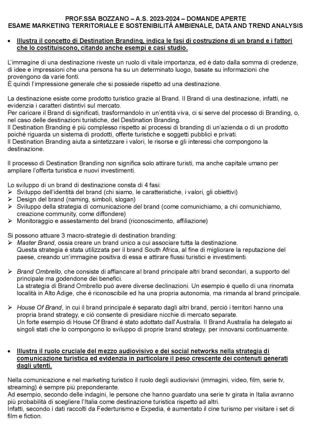 MARKETING TERRITORIALE E SOSTENIBILITÀ AMBIENALE, DATA AND TREND ANALYSIS | Appunti di Marketing ...