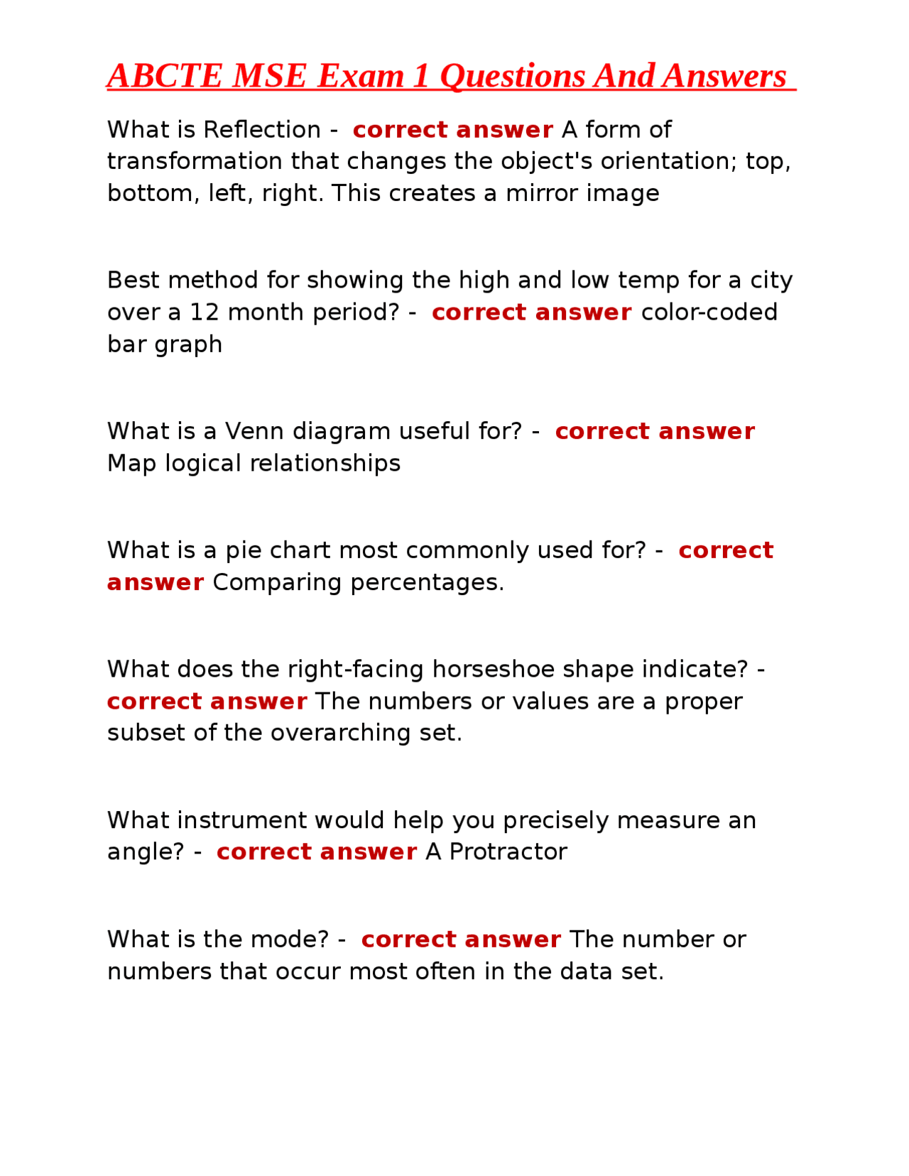 ABCTE MSE Exam 1 Questions and Answers: A Comprehensive Guide to Key ...