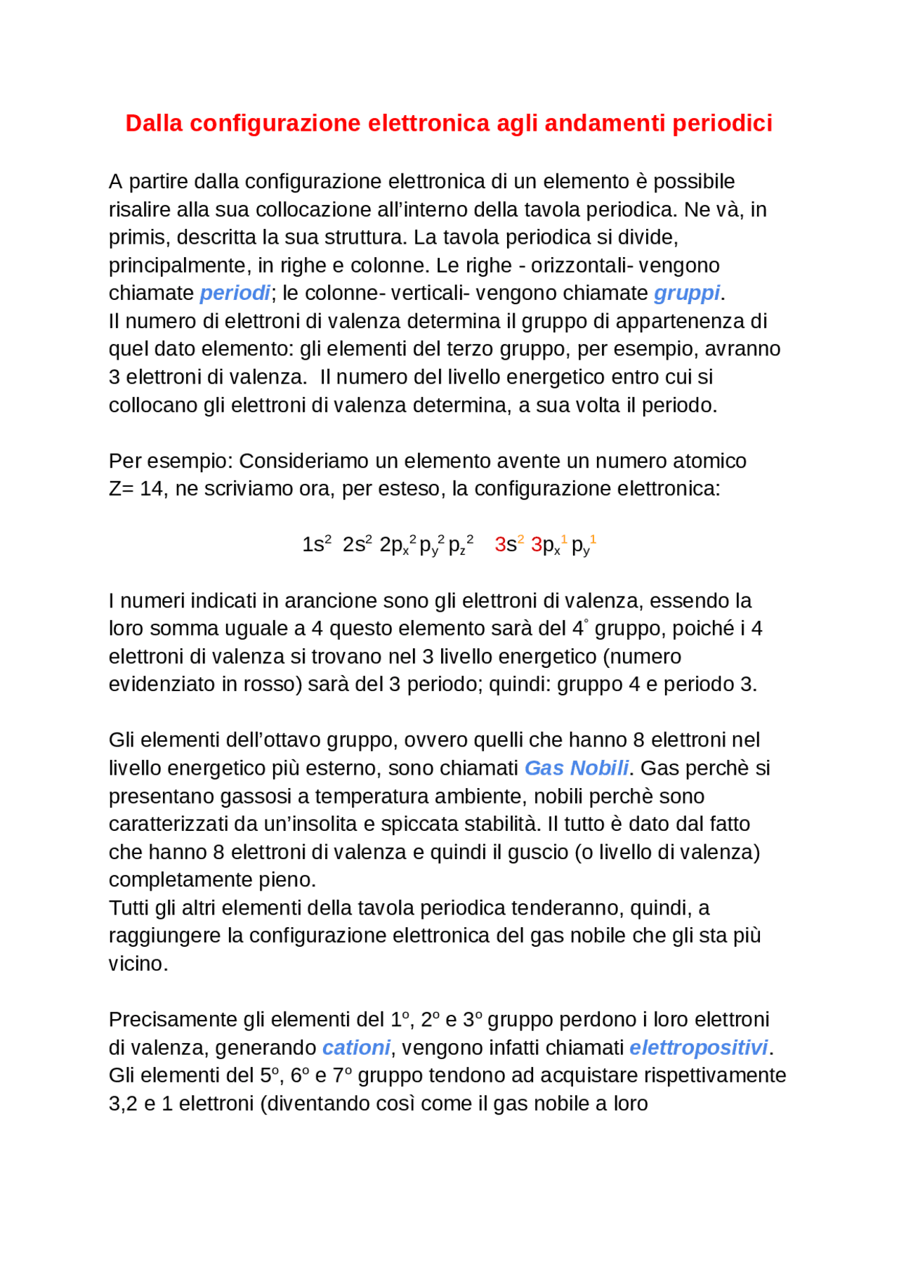 Dalla configurazione elettronica agli andamenti periodici | Cheat Sheet ...