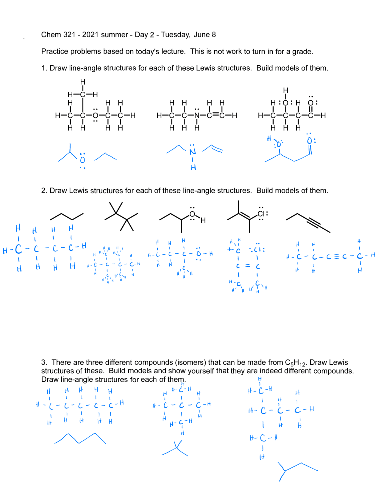 Exercises about chemistry and biochemistry | Exercises Chemistry | Docsity