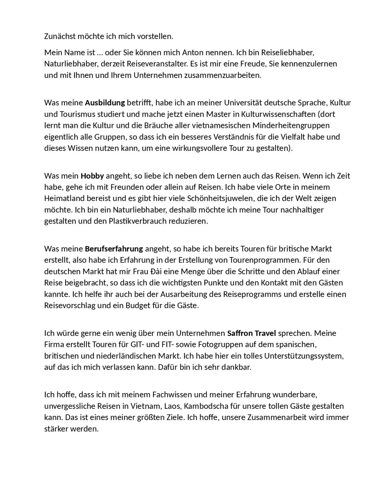 Meine kurze Vorstellung | Cheat Sheet German Language | Docsity