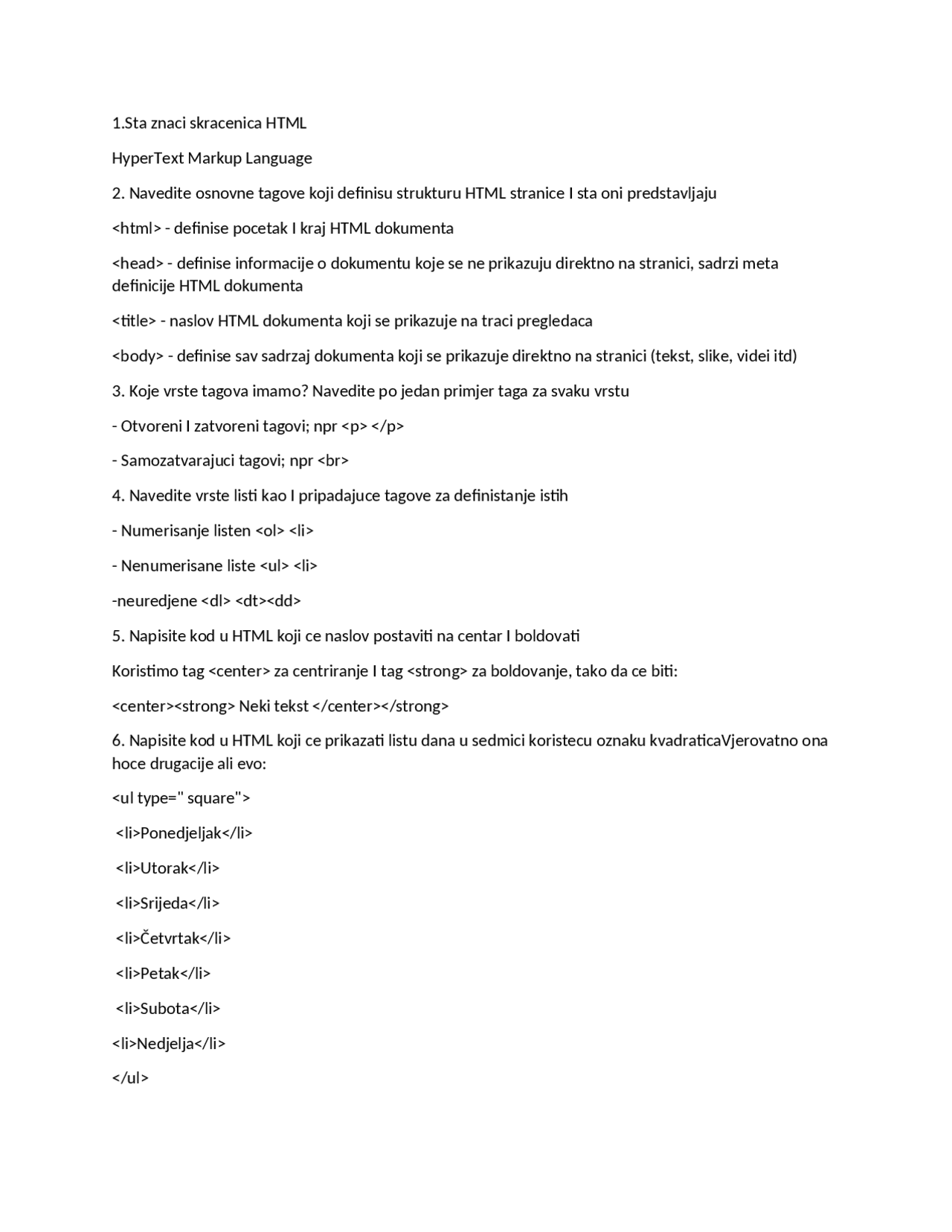 informatika- zavrsni test | Beleške od Računarstvo i informatika | Docsity