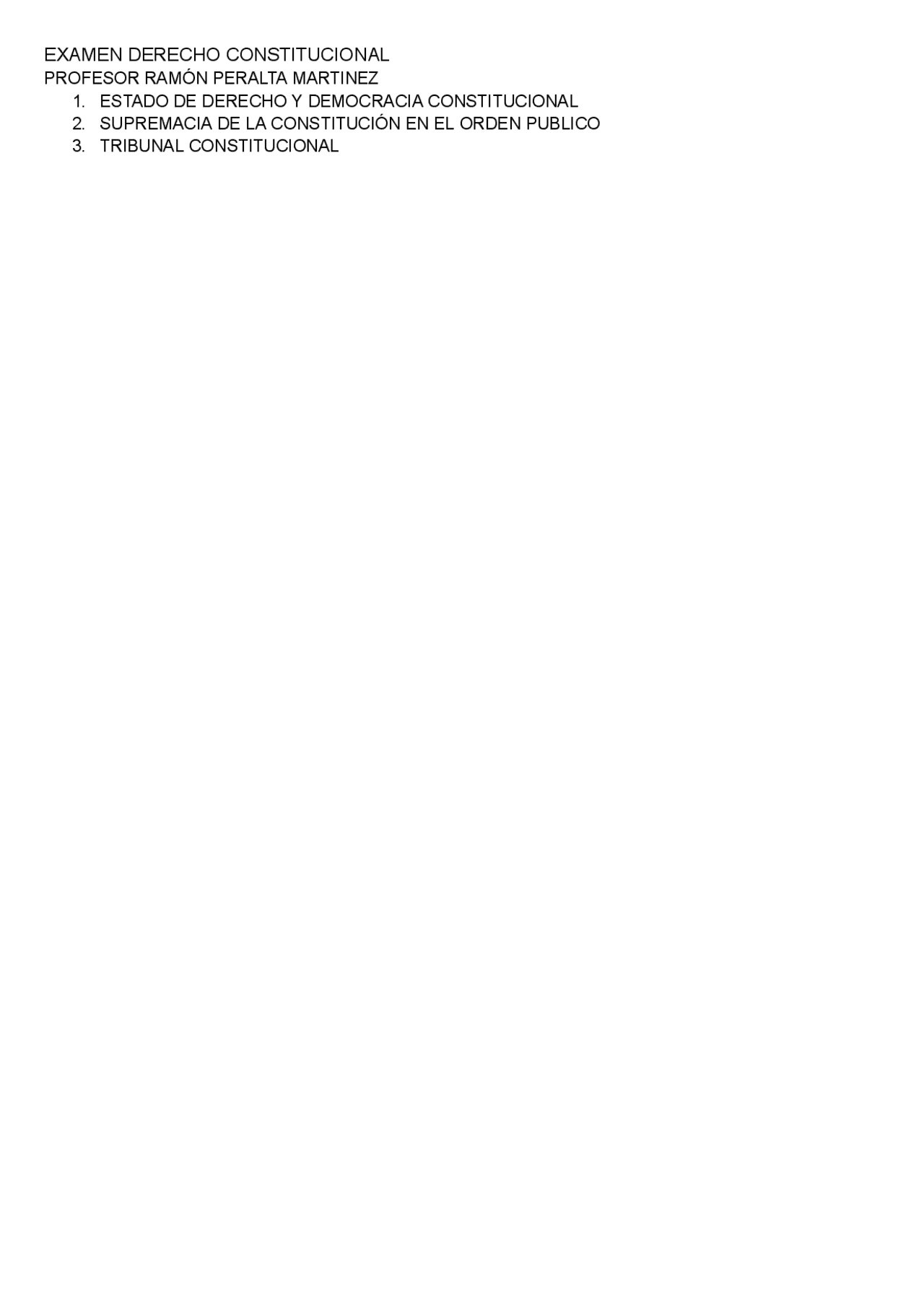 EXAMEN DERECHO CONSTITUCIONAL | Exámenes de Derecho Constitucional | Docsity