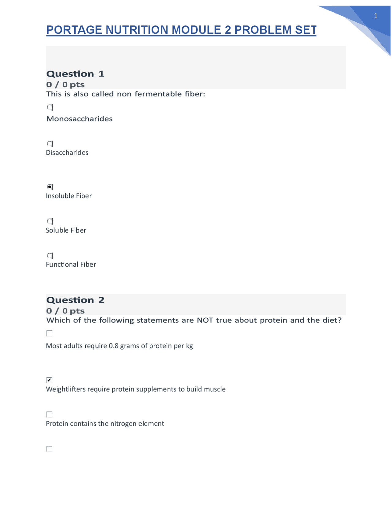 Portage Nutrition Module 2: Problem Set - Digestion and Nutrients ...