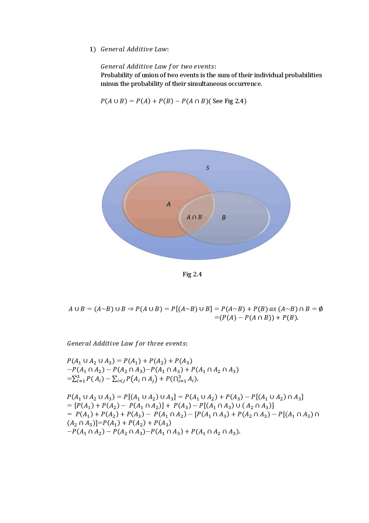 Probability of Union of Two or More Events | Lecture notes Probability ...