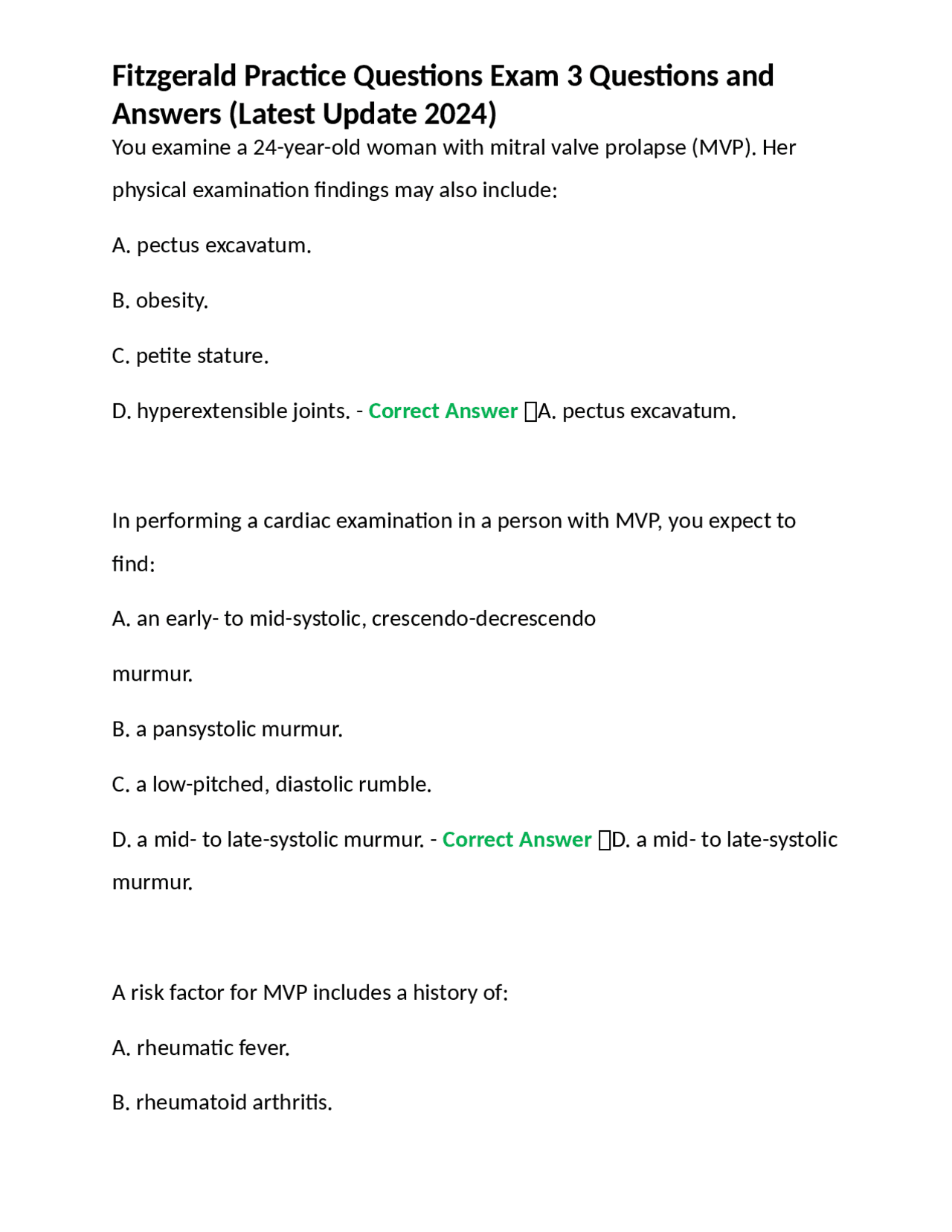Fitzgerald Practice Questions Exam 3 Questions and Answers (Latest ...
