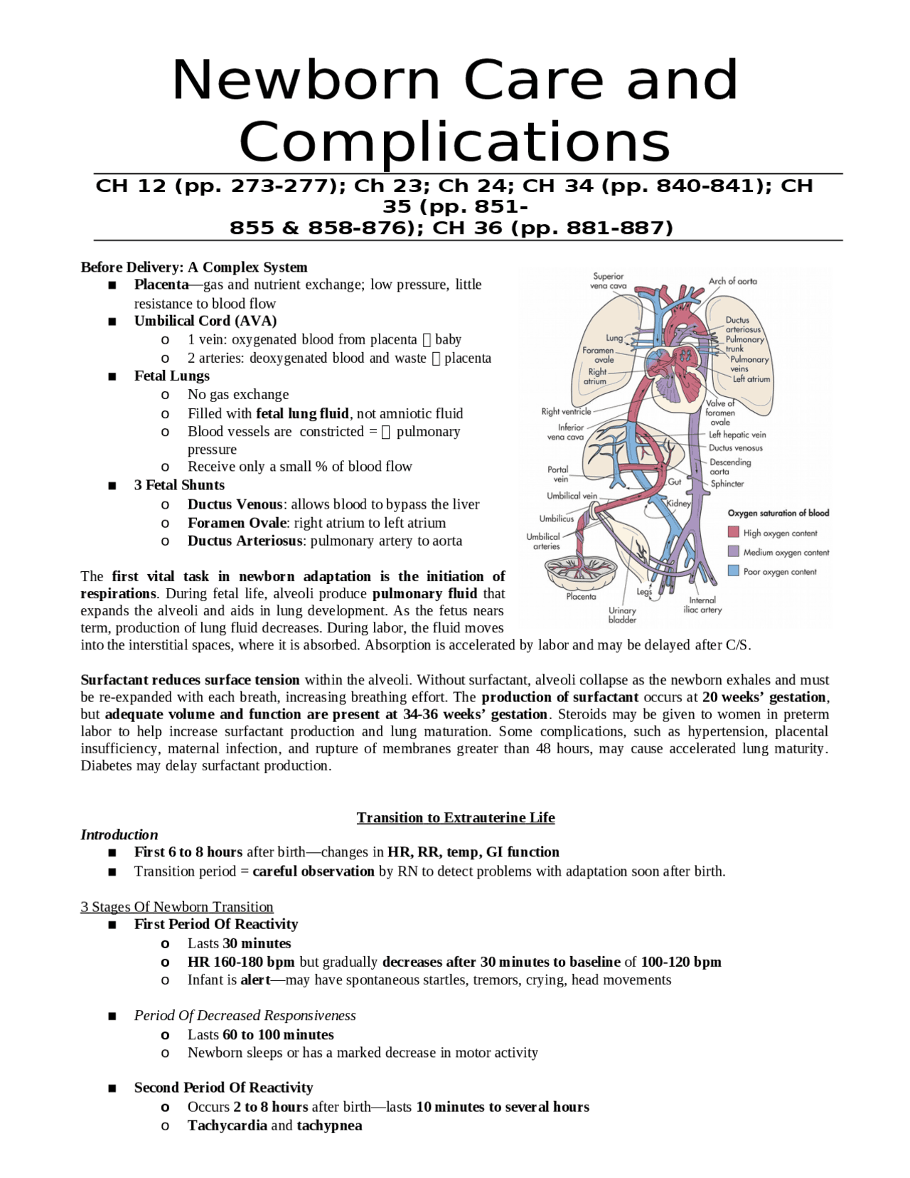 Newborn Care and Complications | Exams Pediatrics | Docsity