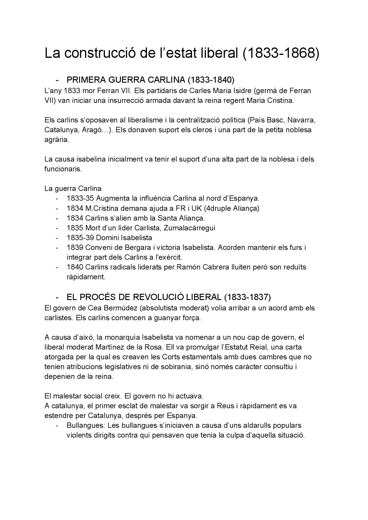 Construcción del Estado Liberal en España (1833-1868): Guerra Carlina y ...