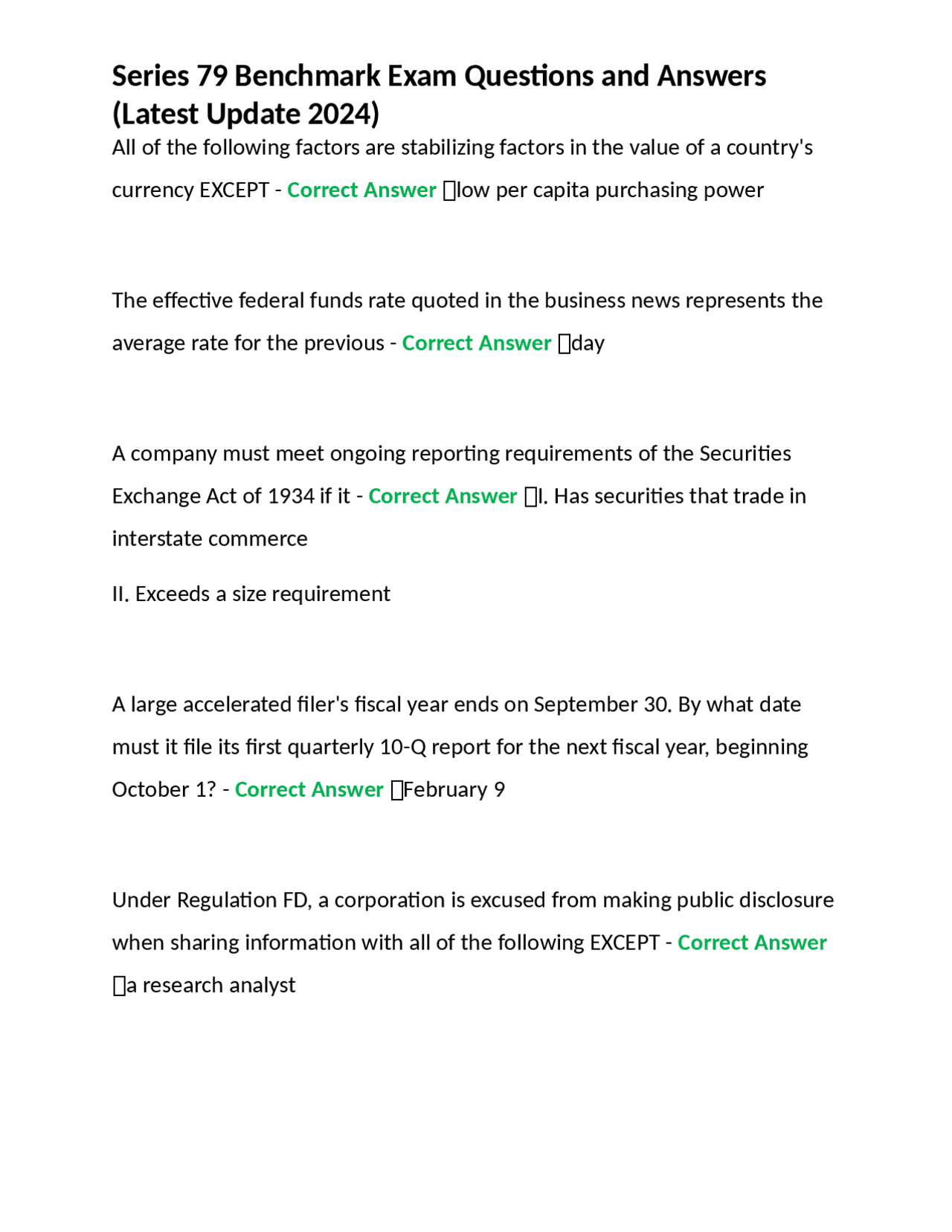 Series 79 Benchmark Exam Questions and Answers (Latest Update 2024 ...