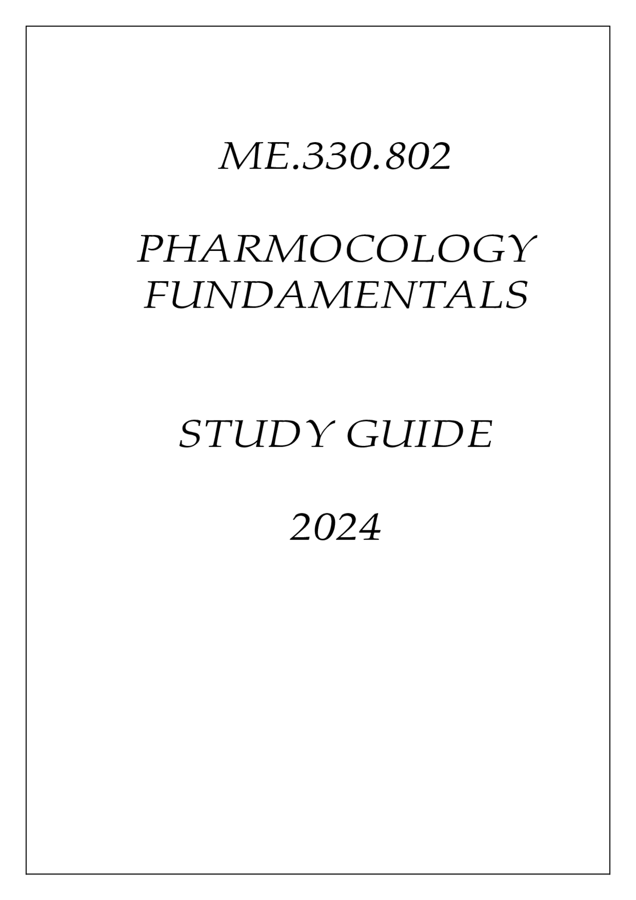 Pharmacology Fundamentals Study Guide | Exams Pharmacology | Docsity