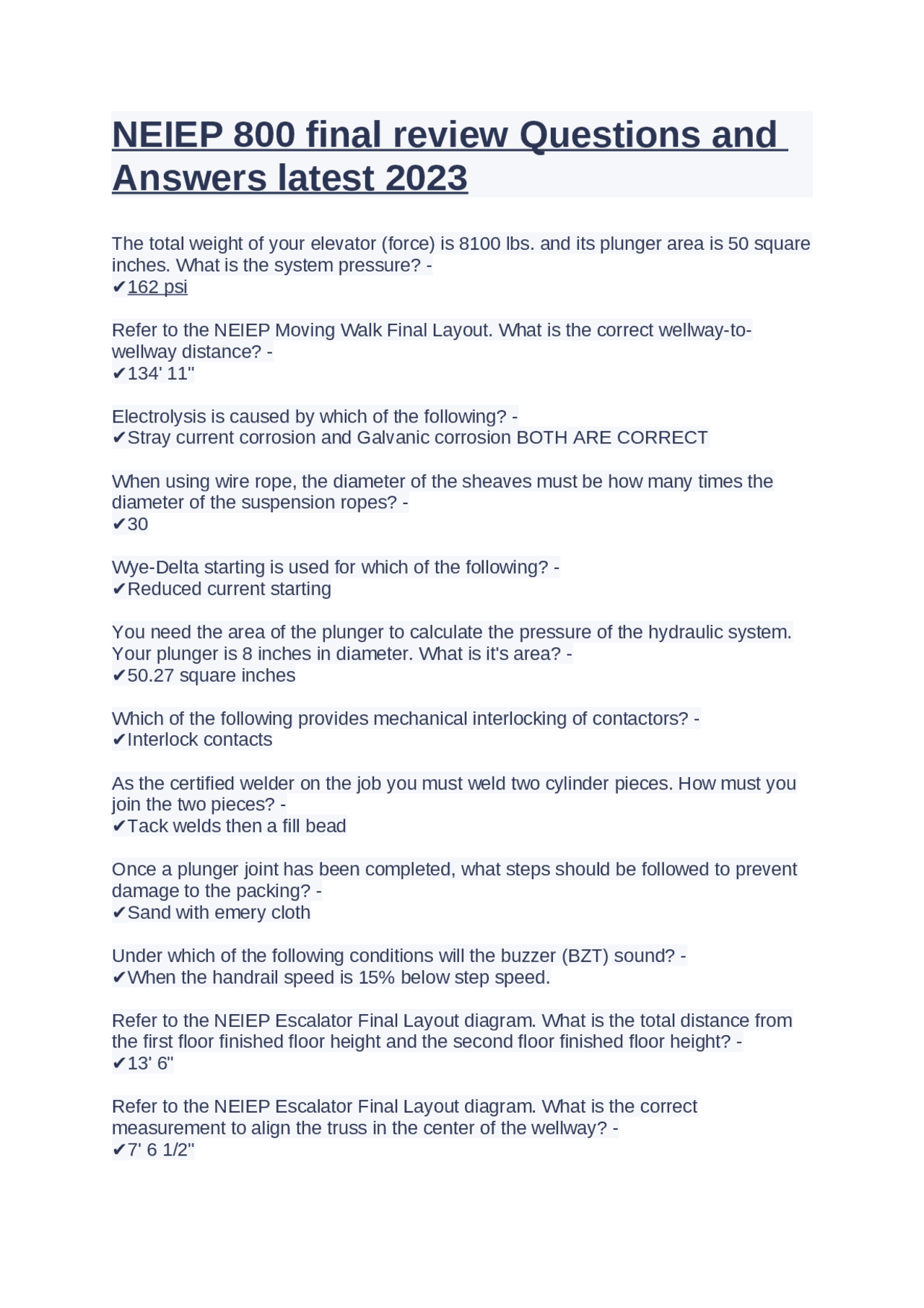 NEIEP 800 Final Review Questions and Answers | Exams Nursing | Docsity