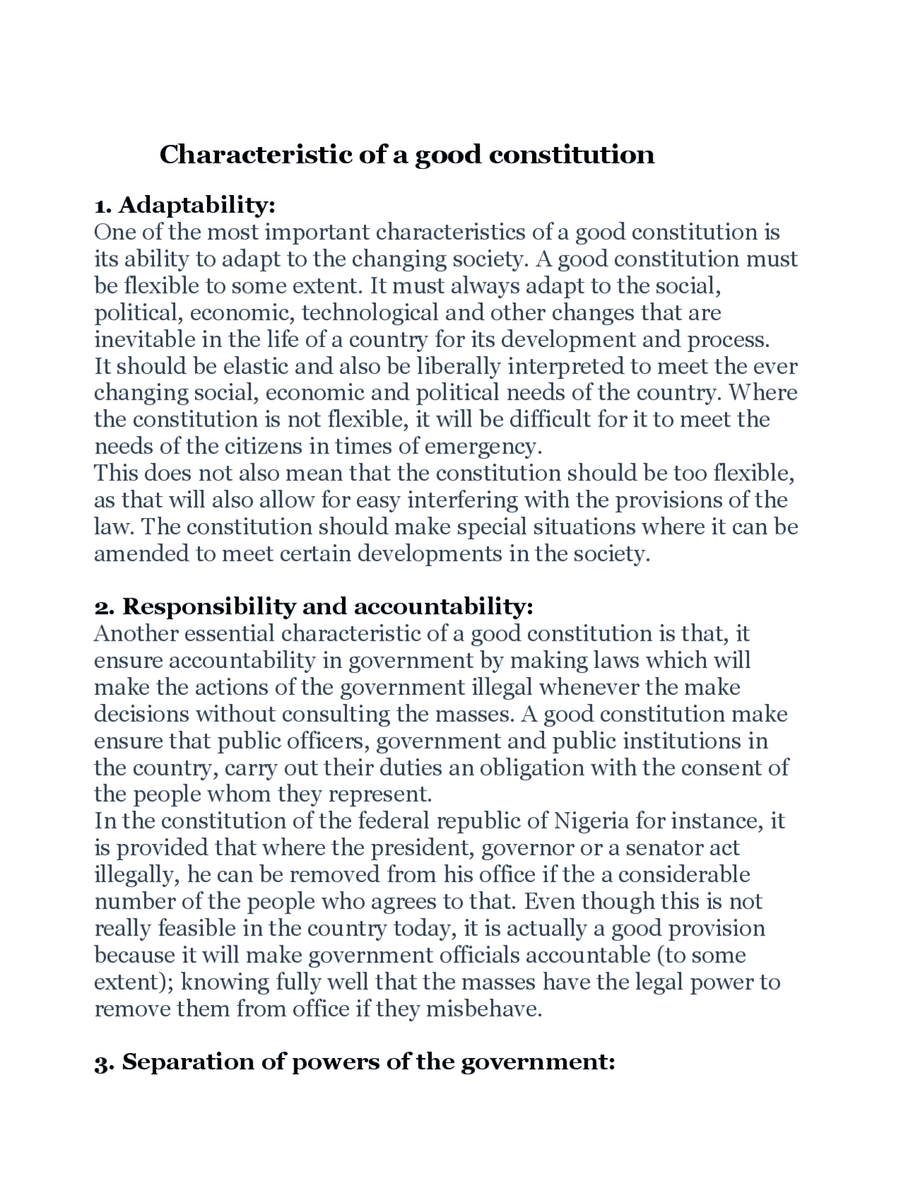 Characteristics of a Good Constitution | Study notes Constitutional Law ...