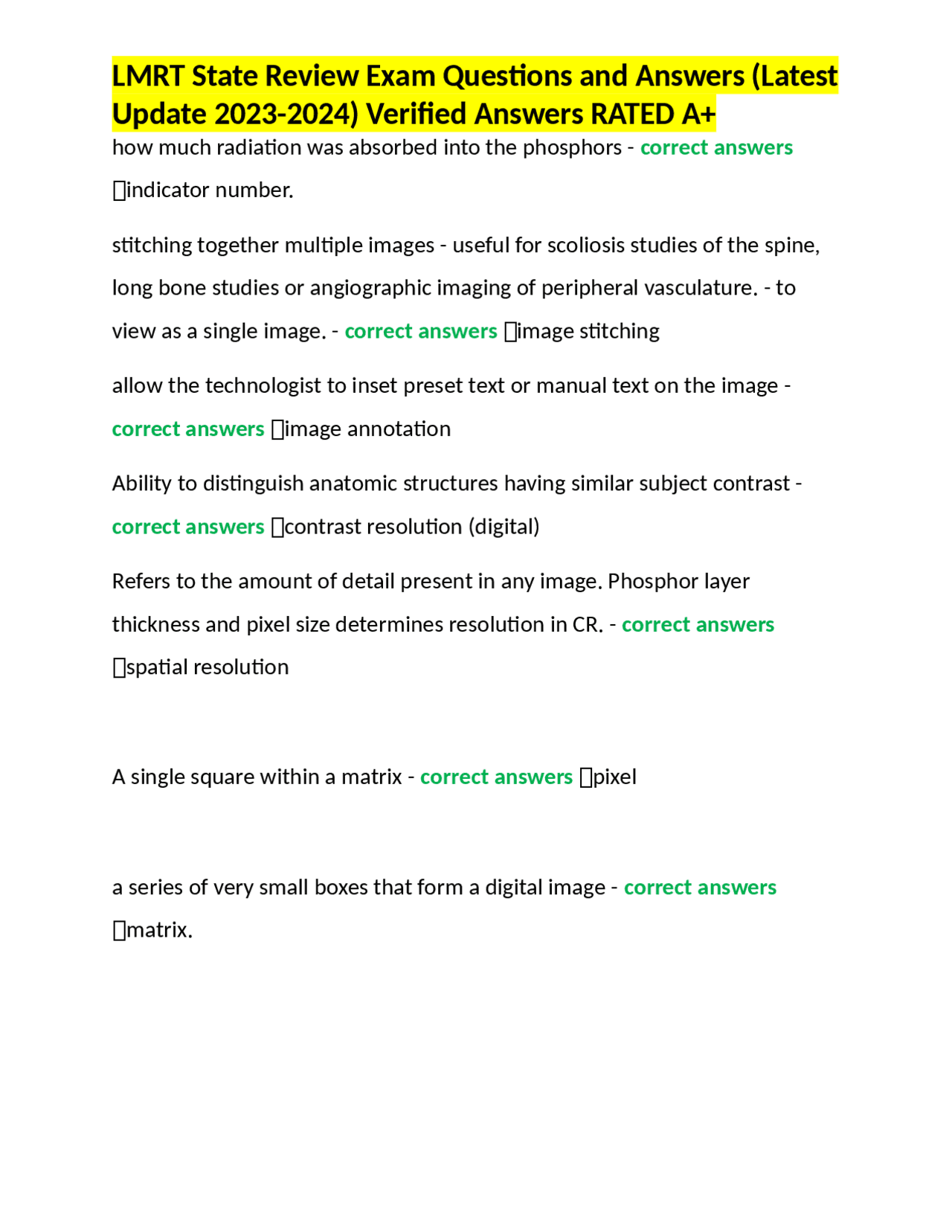 LMRT State Review Exam Questions and Answers (Latest Update 2023-2024 ...