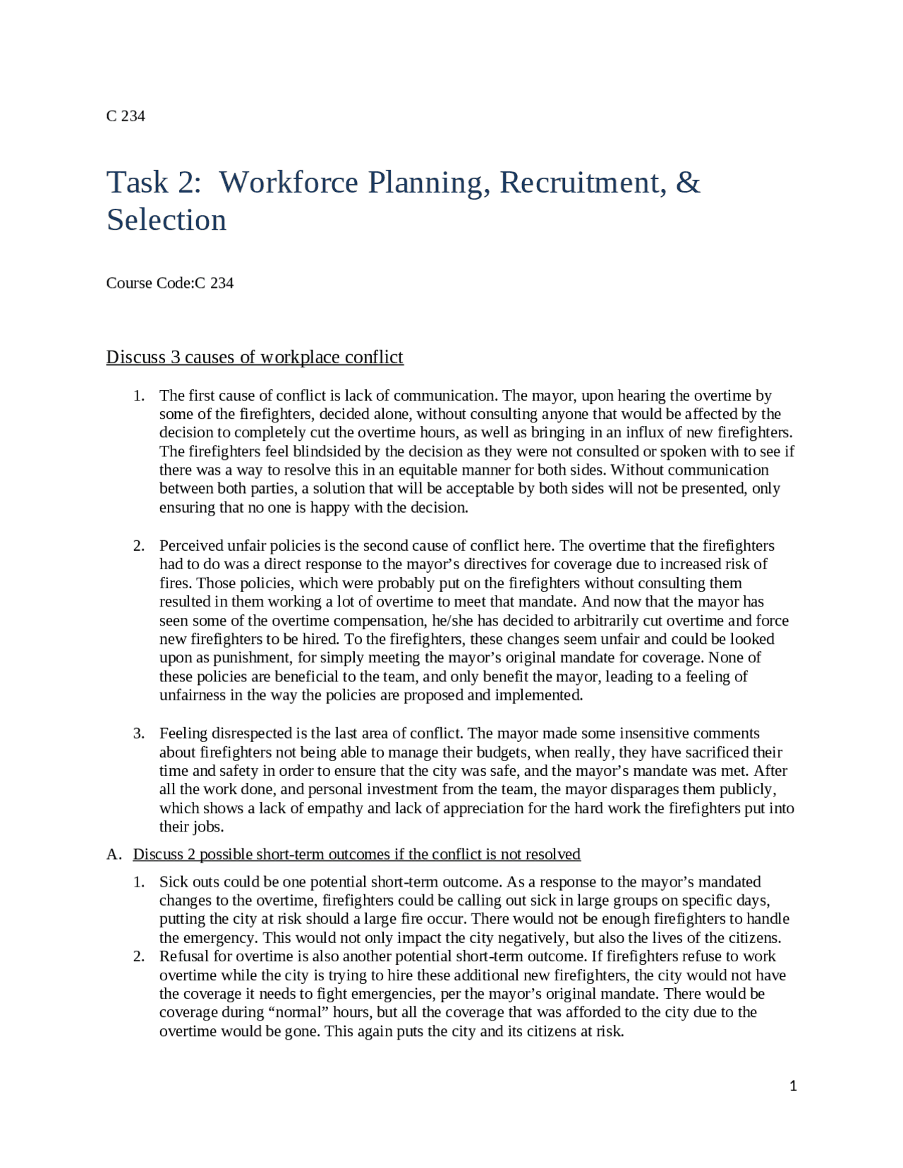 Workforce Planning, Recruitment, & Selection: Causes and Resolution of ...