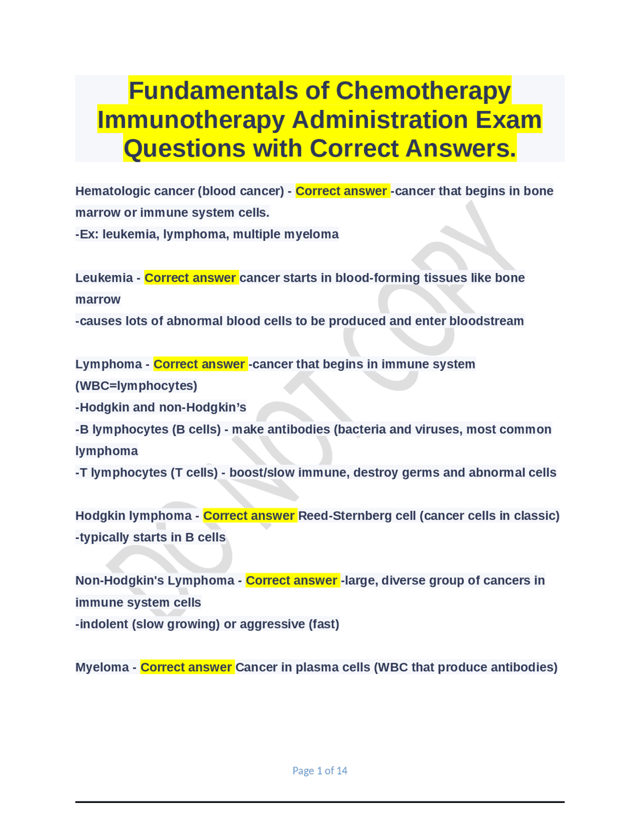 Fundamentals of Chemotherapy Immunotherapy Administration Exam ...