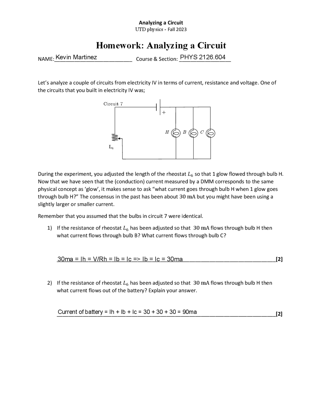 homework assignment for physics lab | Assignments Physics | Docsity