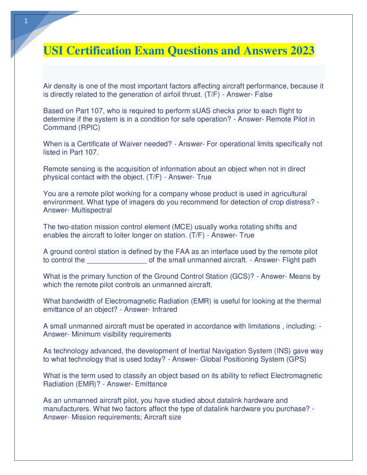 USI Certification Exam Questions and Answers 2023 | Exams Advanced ...