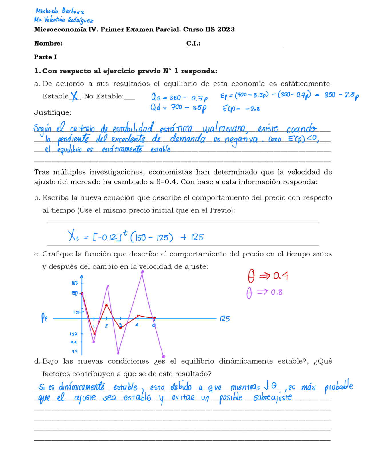solucion de ejercicios | Exámenes de Microeconomía Avanzada | Docsity