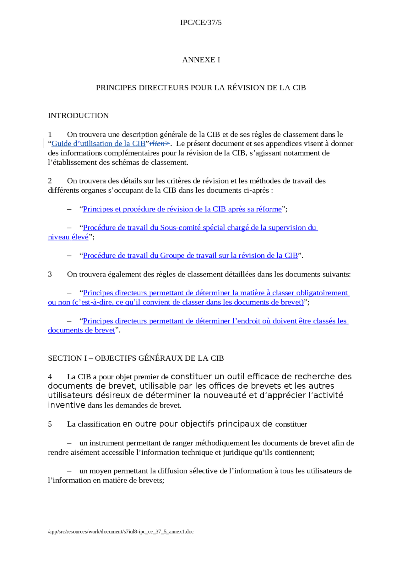 Classification Internationale de la Propriété Intellectuelle (CIP ...