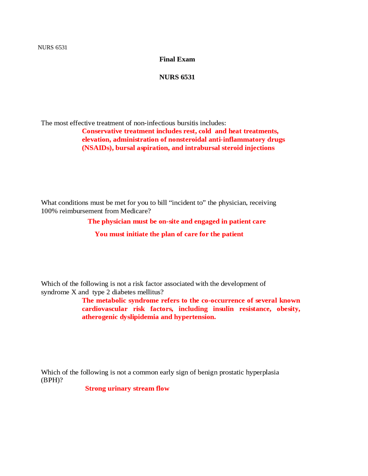 nurs_6531_final_exam_2_doc | Thesis Marketing Management | Docsity