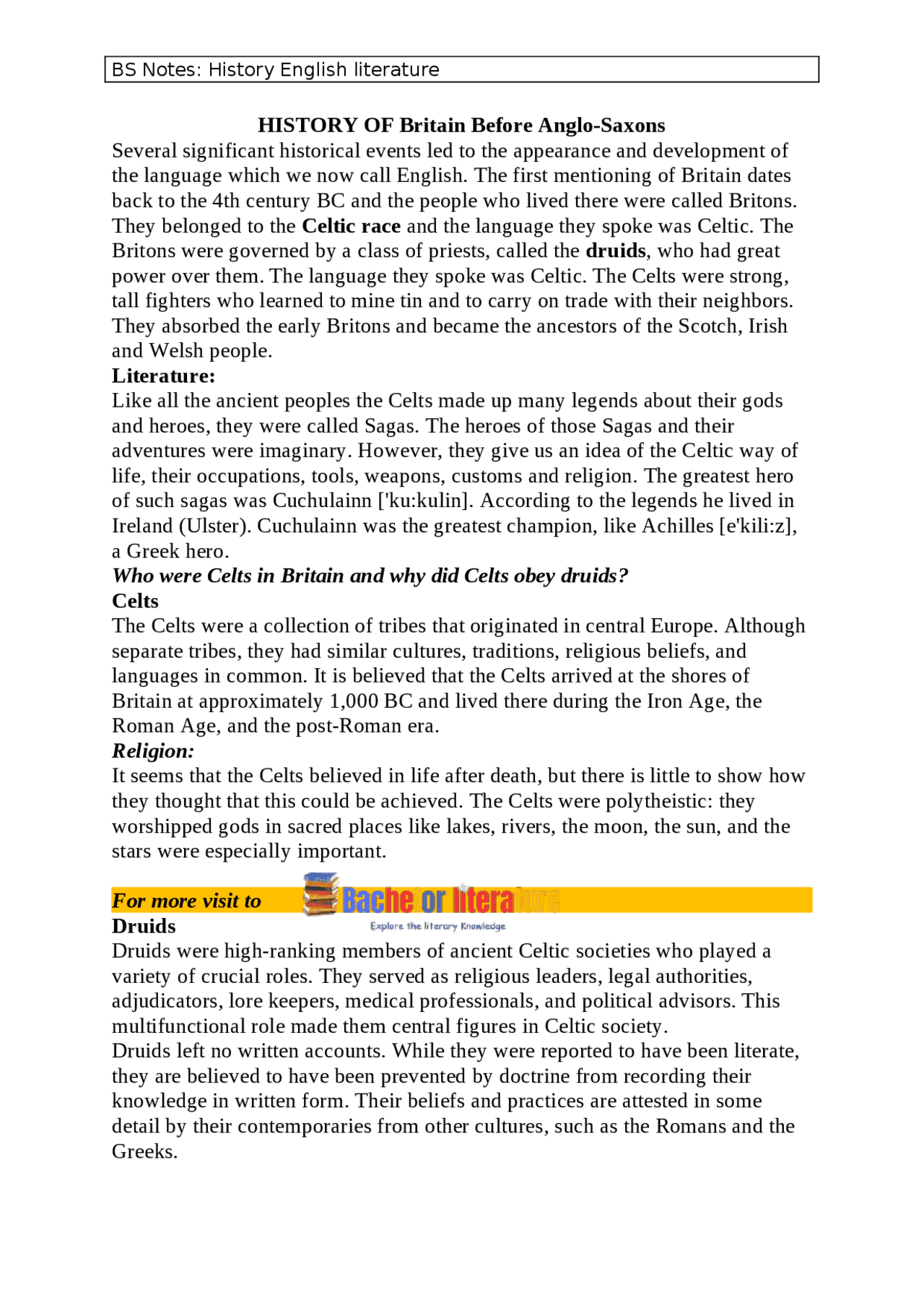 The history of English literature notes pdf | Study notes English ...