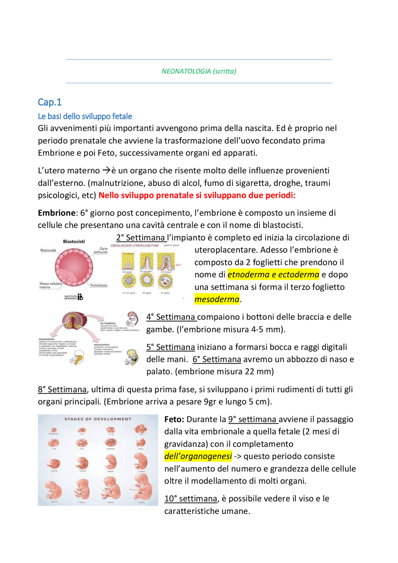 Neonatologia-modulo 1 | Dispense di Neonatologia | Docsity