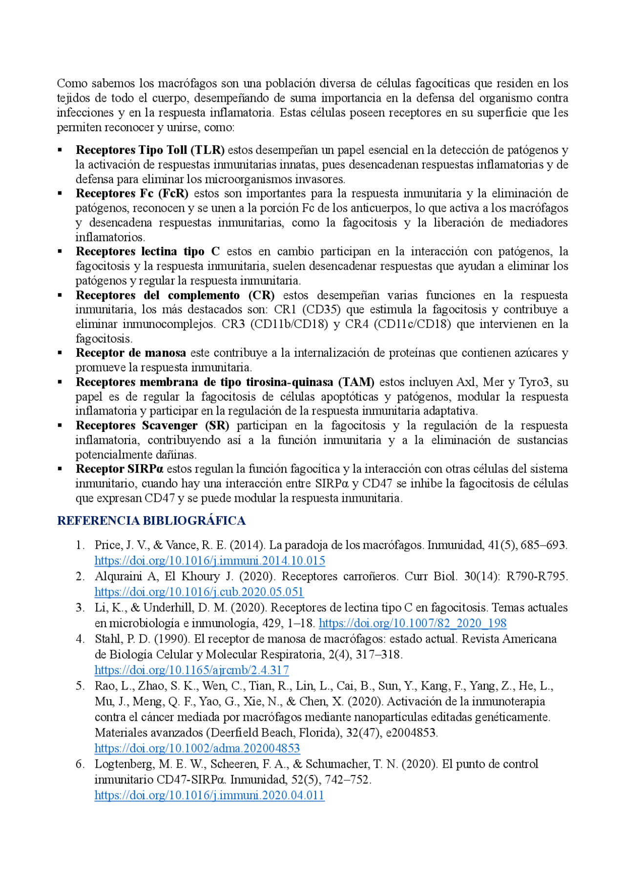 receptores de los macrófagos y sus funciones. | Guías, Proyectos, Investigaciones de Inmunología ...