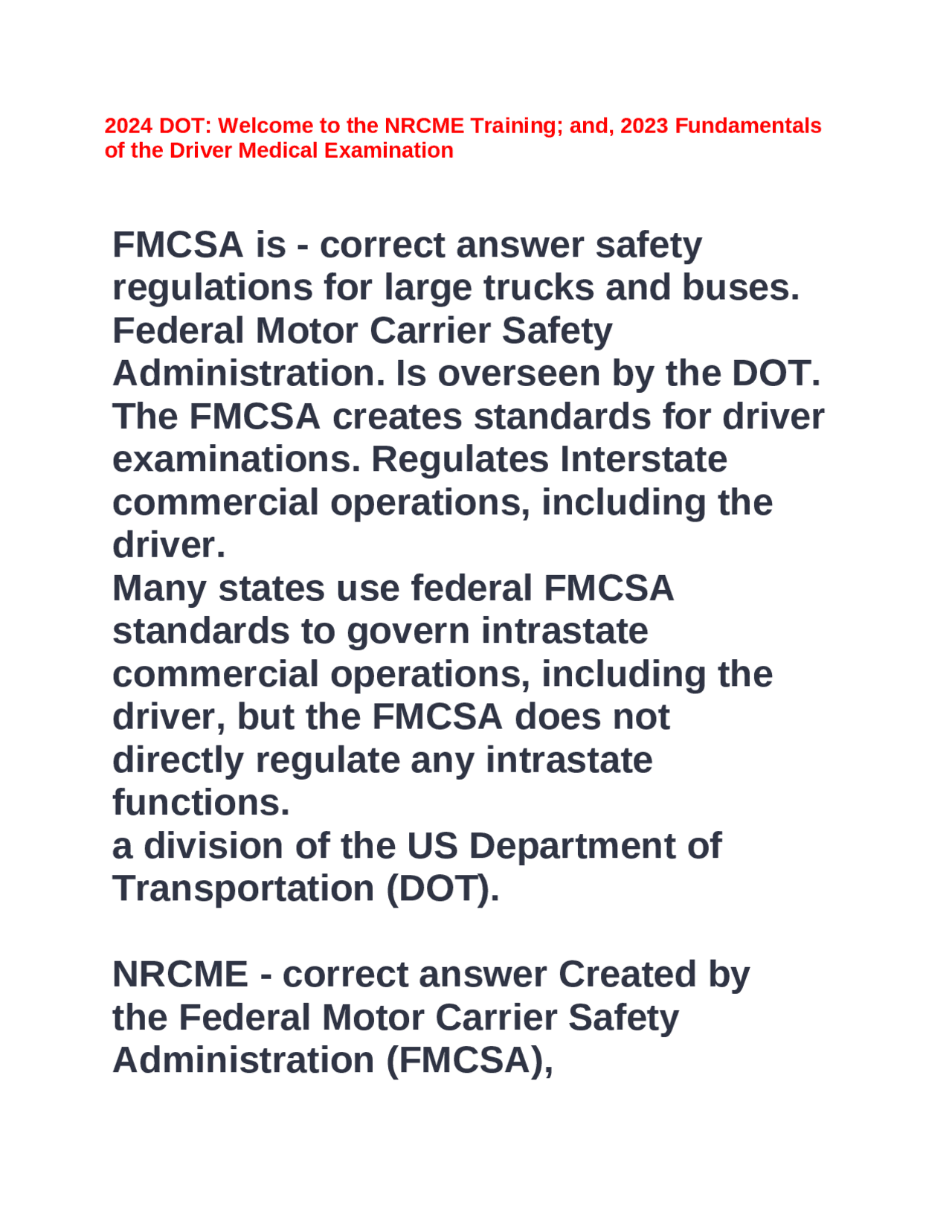 Overview of FMCSA Medical Program and NRCME Training | Exams Nursing ...