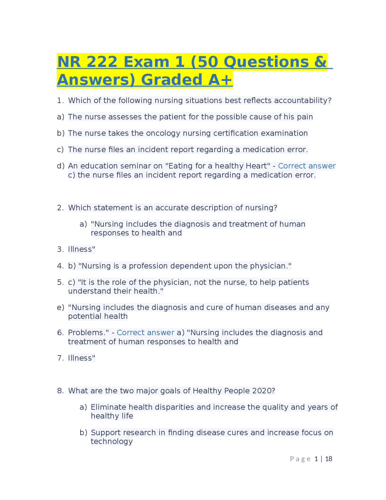 NR 222 Exam 1: Nursing Situations and Healthcare Disparities | Exams ...