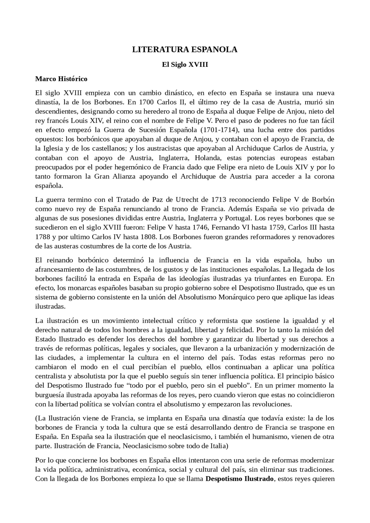 El Neoclasicismo y el Prerromanticismo en la Literatura Española del ...