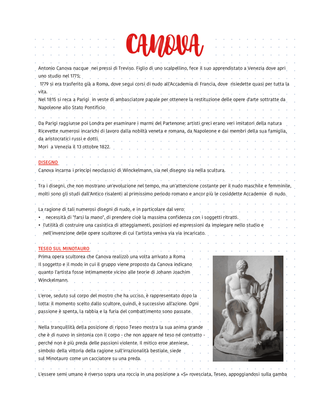 Neoclassicismo Canova, David, Ingres e Goya | Schemi e mappe ...