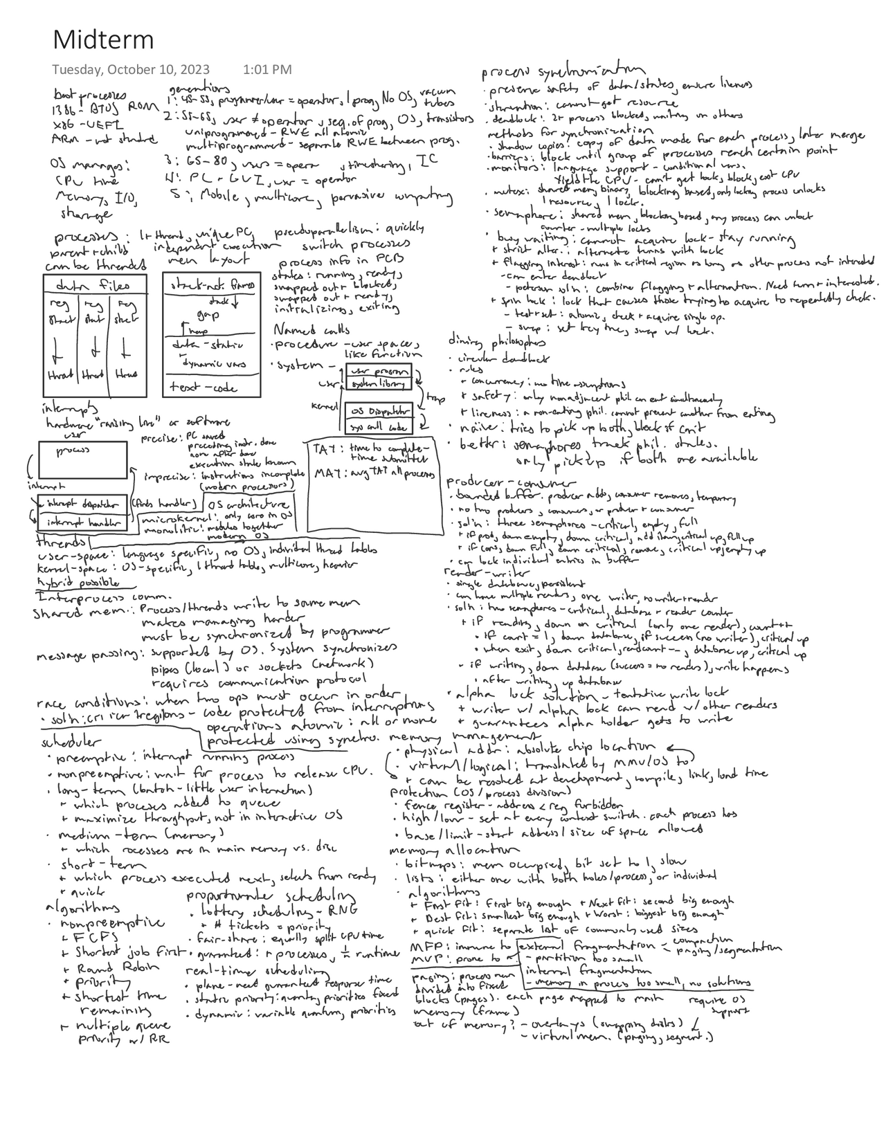 cop4600 midterm cheat sheet | Cheat Sheet Computer Science | Docsity