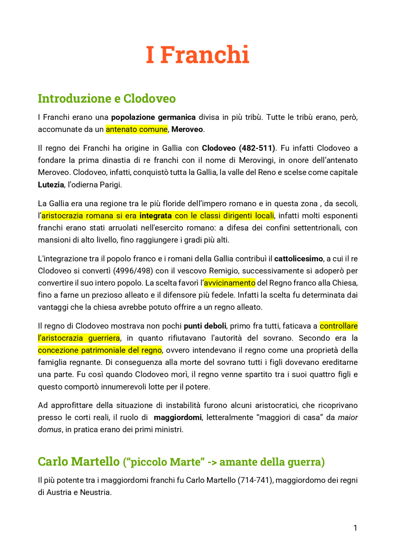 I Franchi - Vedi Descrizione | Schemi e mappe concettuali di Storia ...