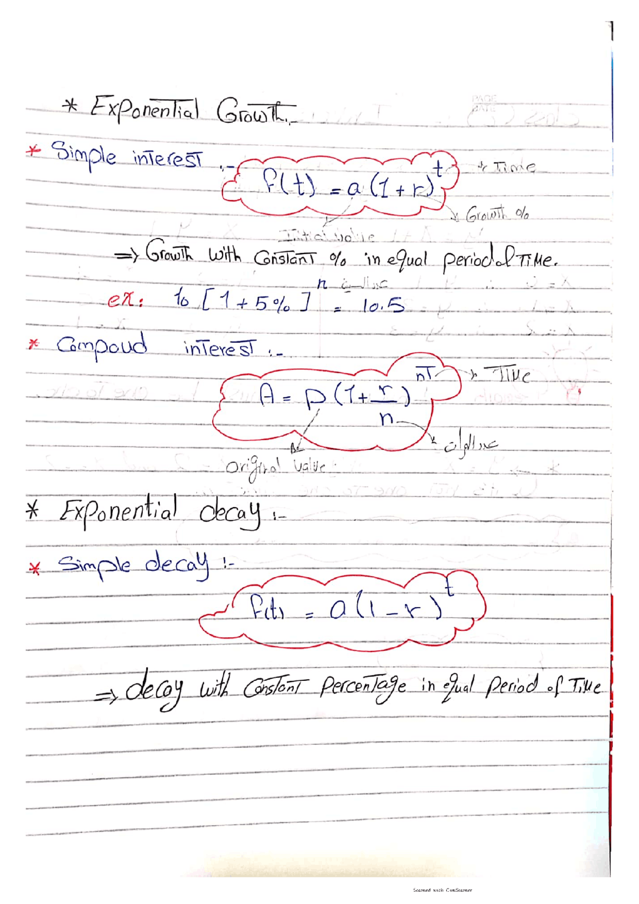 Exponential growth and decay | Schemes and Mind Maps Mathematics | Docsity
