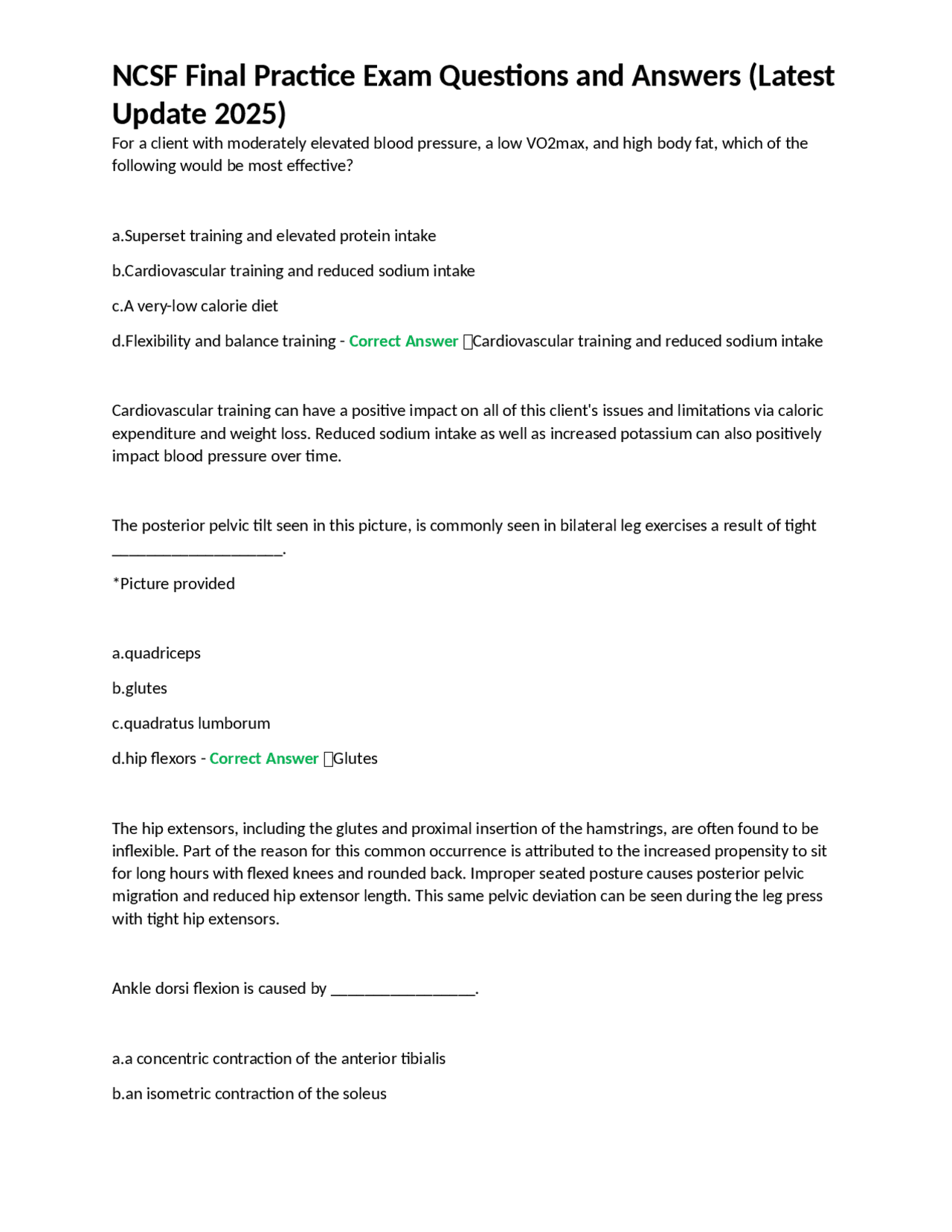 NCSF Final Practice Exam Questions and Answers (Latest Update 2025 ...