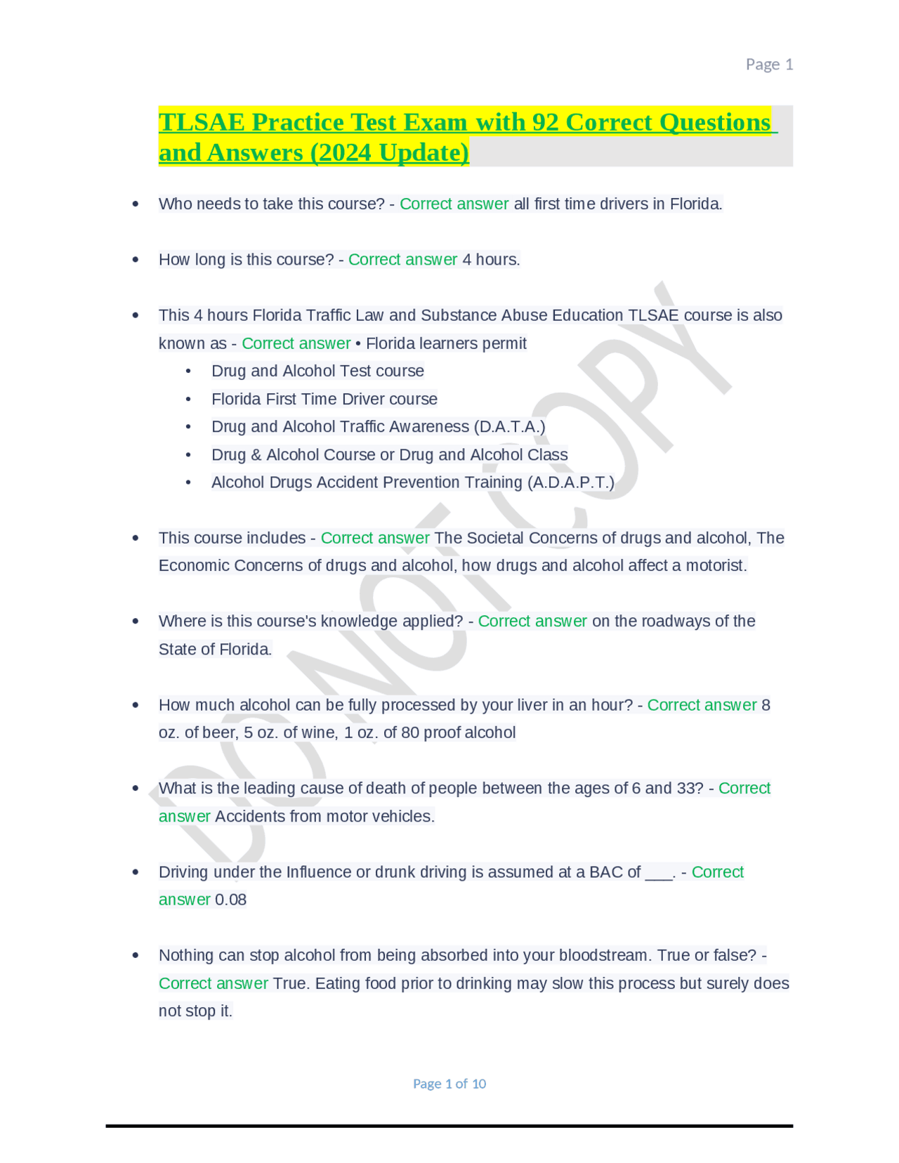Tlsae Practice Test Exam With 92 Correct Questions And Answers 2024 Update Exams Laboratory