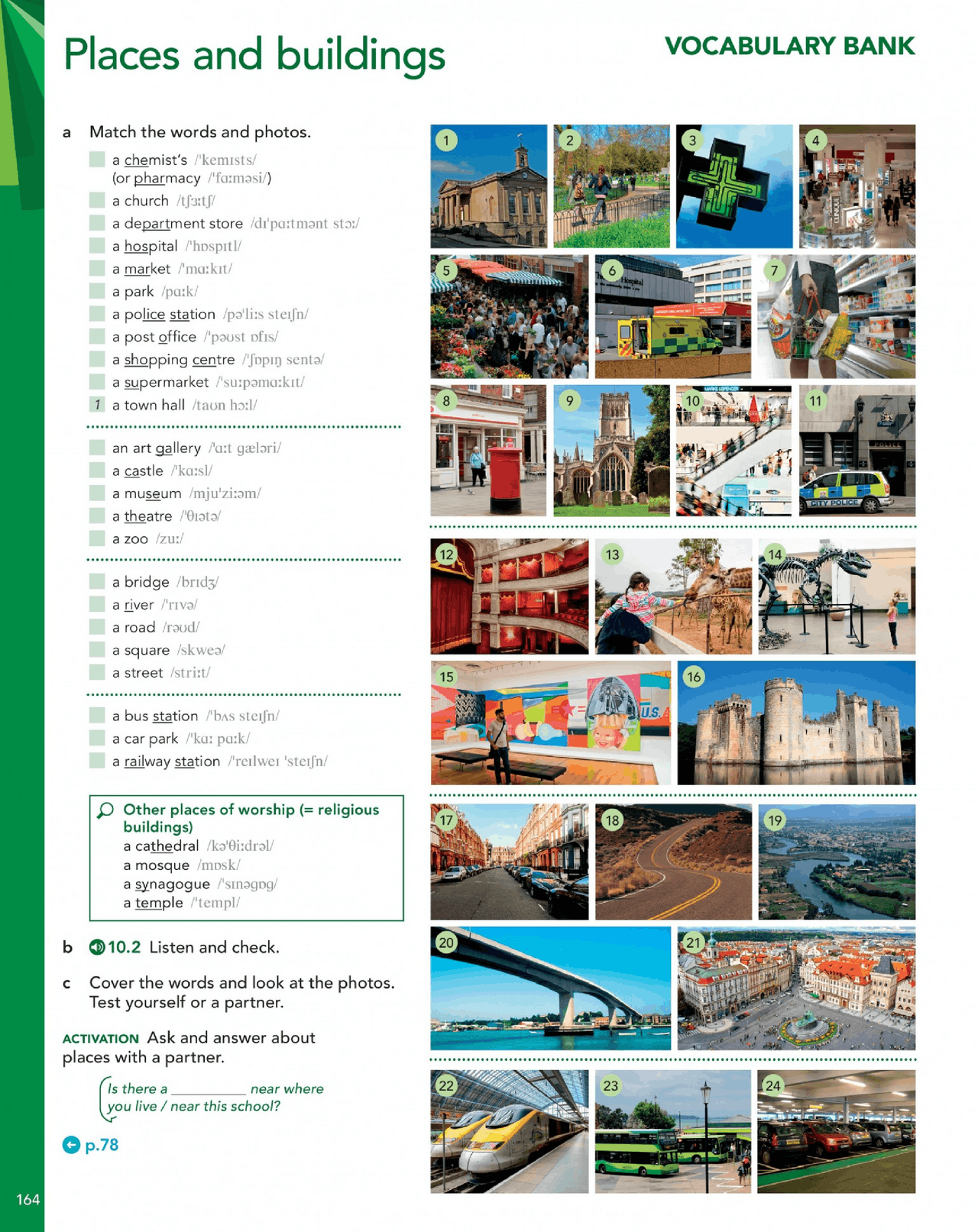 Vocabulario de Ciudades | Ejercicios de Idioma Inglés | Docsity