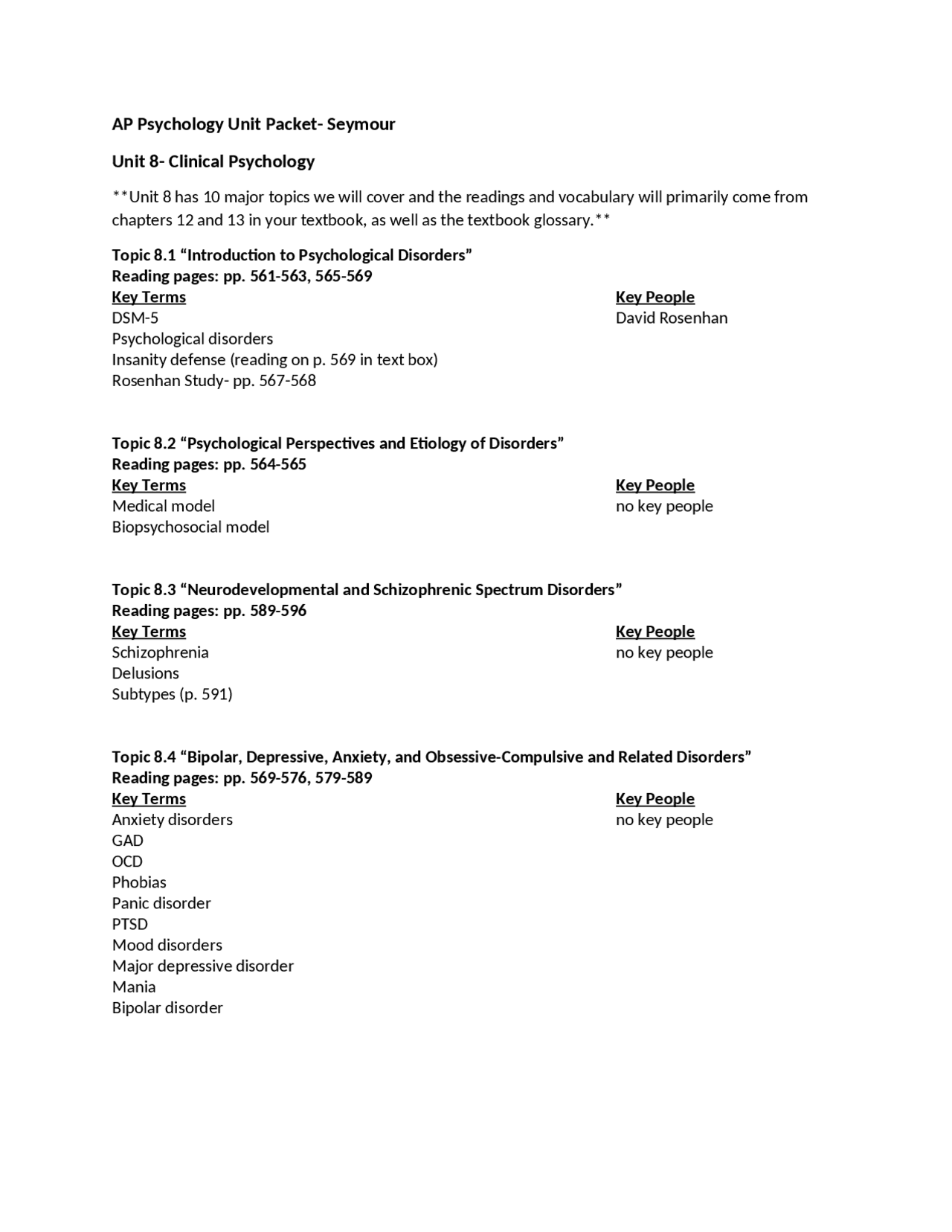 Unit 8 Ap psych Answers | Cheat Sheet Psychology | Docsity