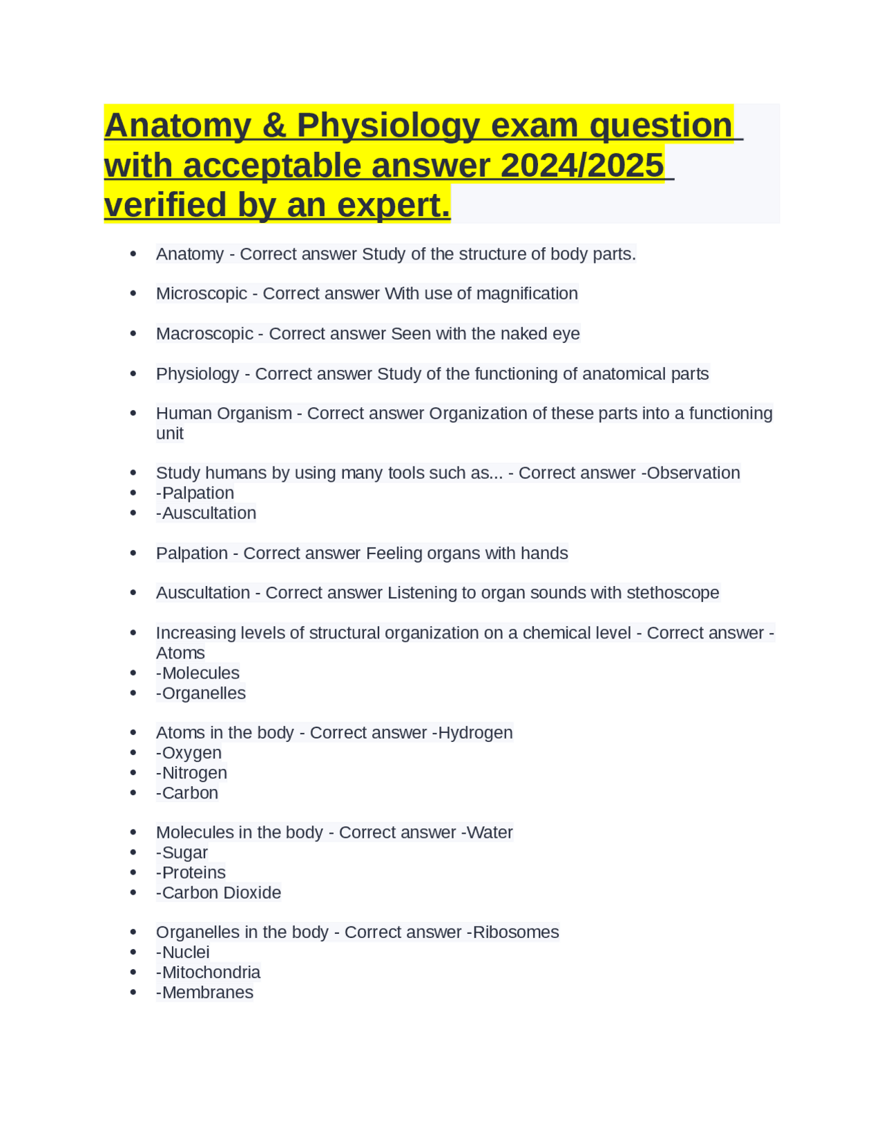 Questions In Anatomy