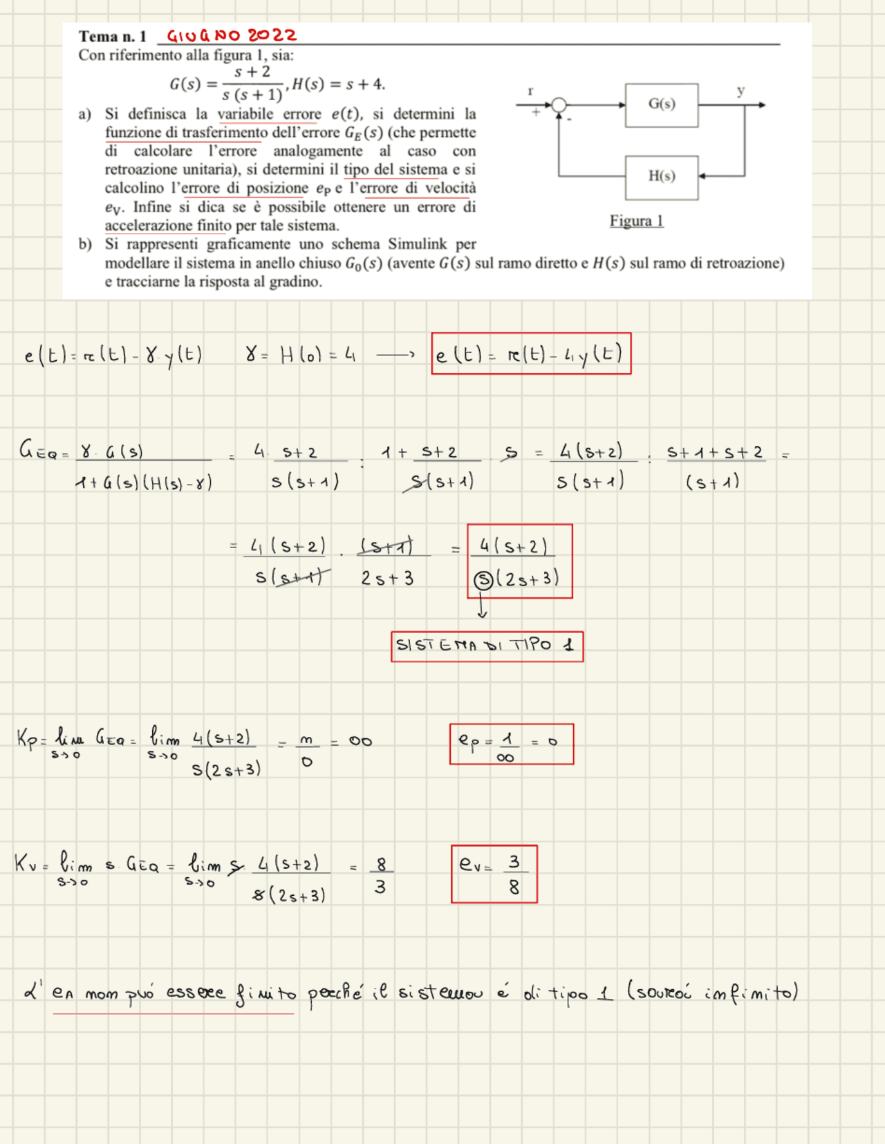 Prove d’esame svolte di fondamenti di automatica | Prove d'esame di ...