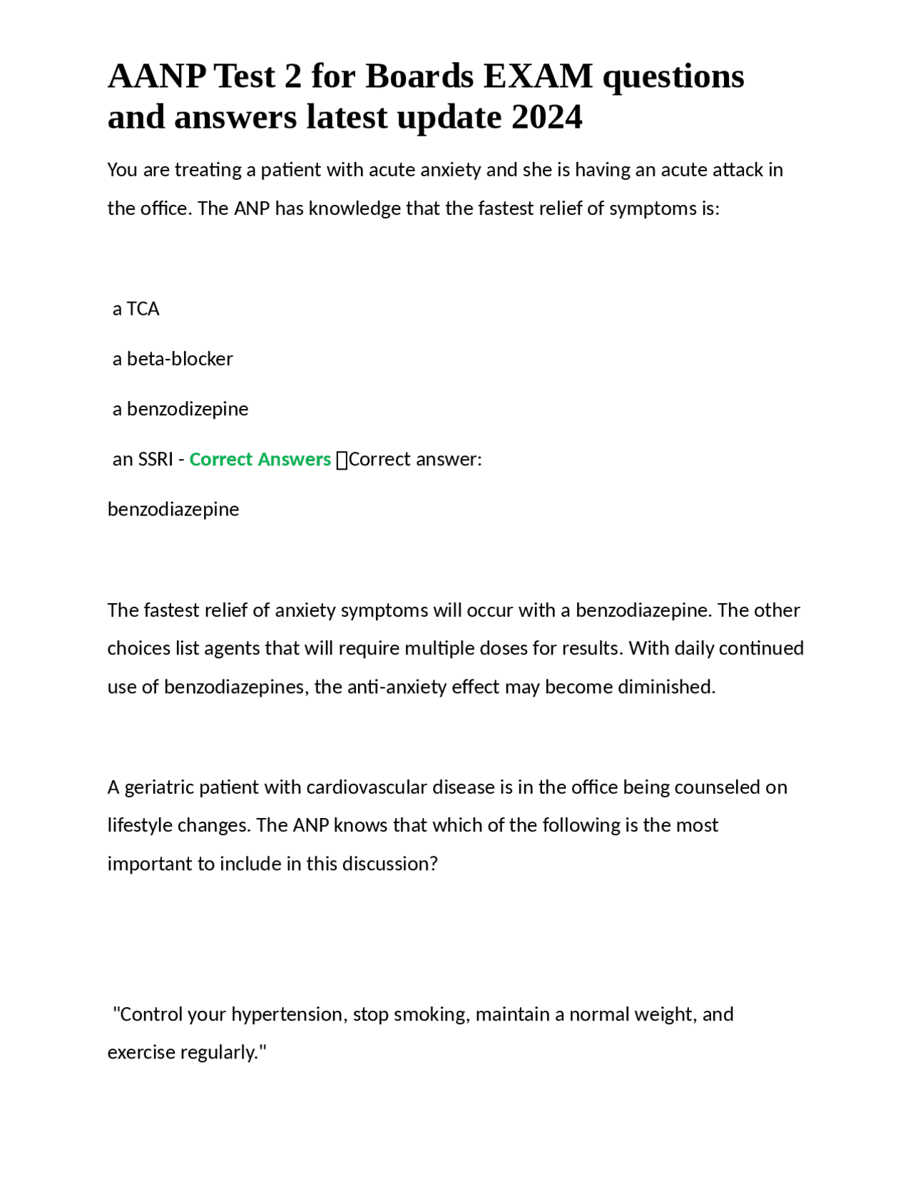 AANP Test 2 for Boards EXAM questions and answers latest update 2024 ...